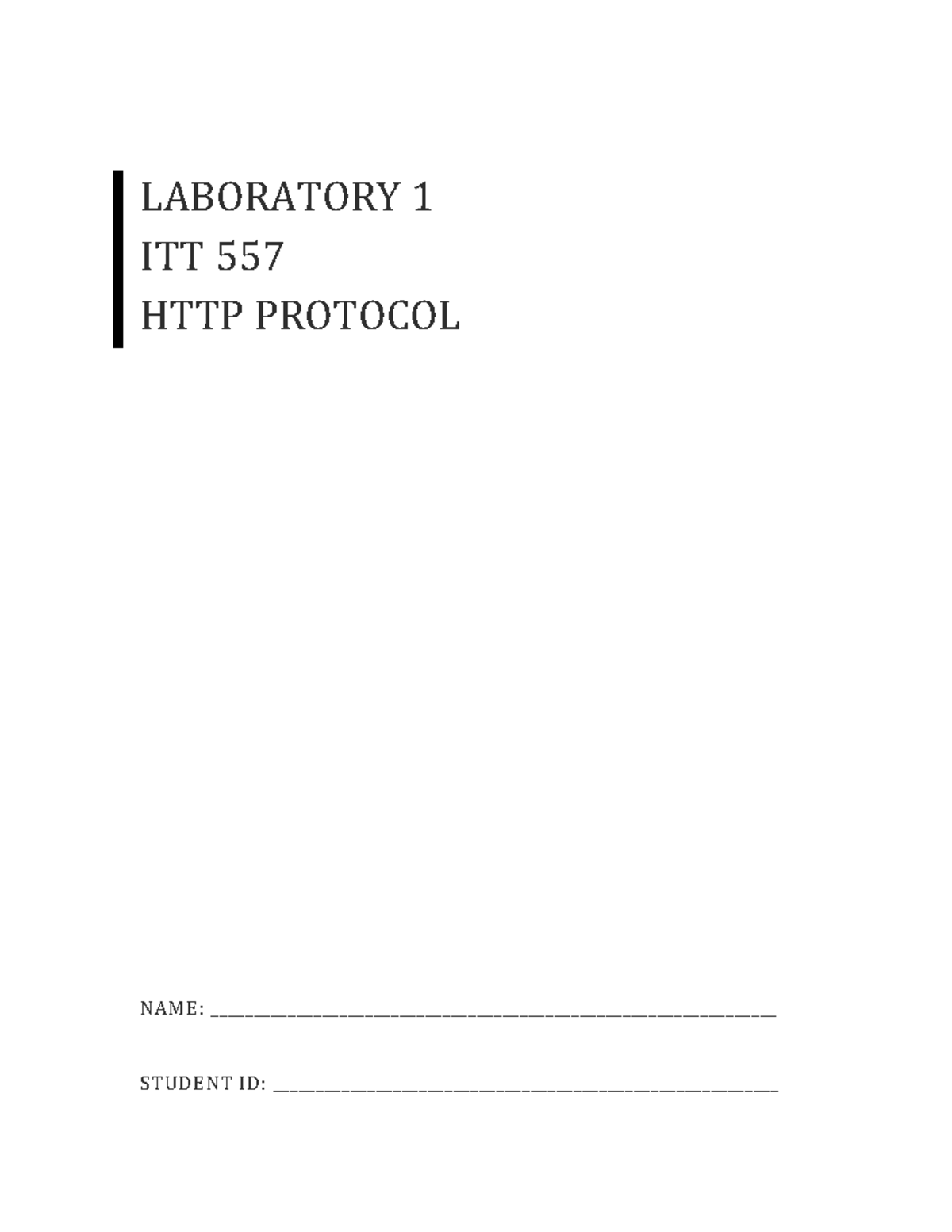 Laboratory 1 - ITT 557: Exploring HTTP Protocol and Headers - Studocu