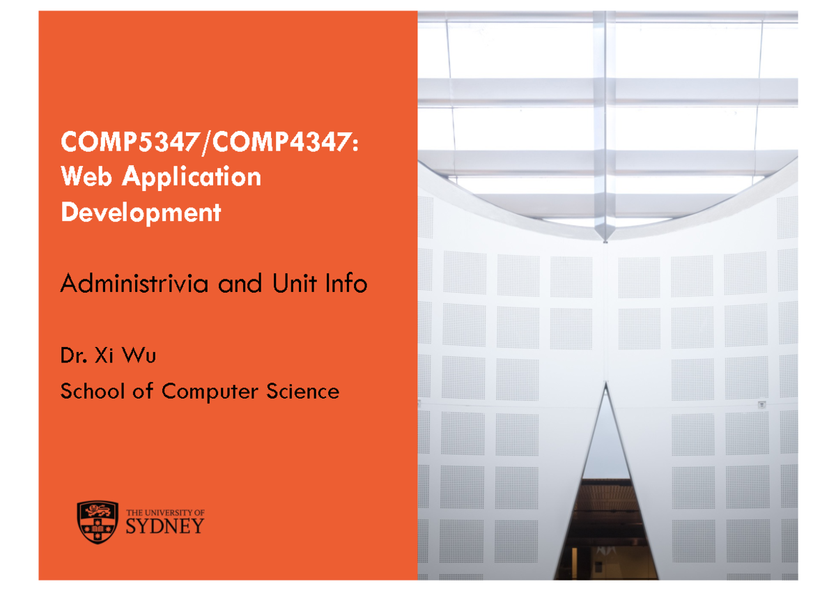 COMP5347/COMP4347: Web App Development Admin & Unit Info Guide - Studocu