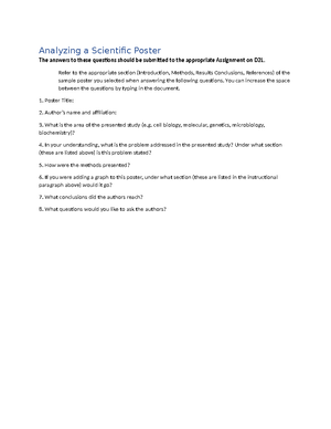 Worksheet for Analyzing a primary research article - I. Analyzing a ...