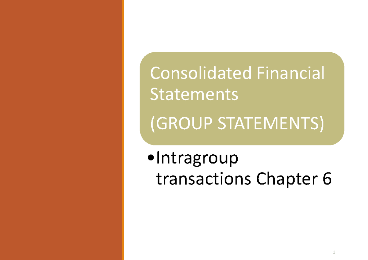 Group Statements - Lecture 7: Pro Forma Consolidation Journals - Studocu