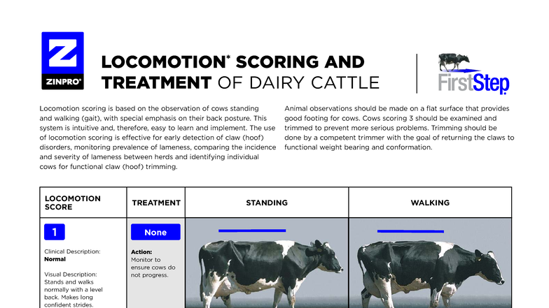 Dairy Cattle Locomotion Scoring and Treatment Guide - Studocu