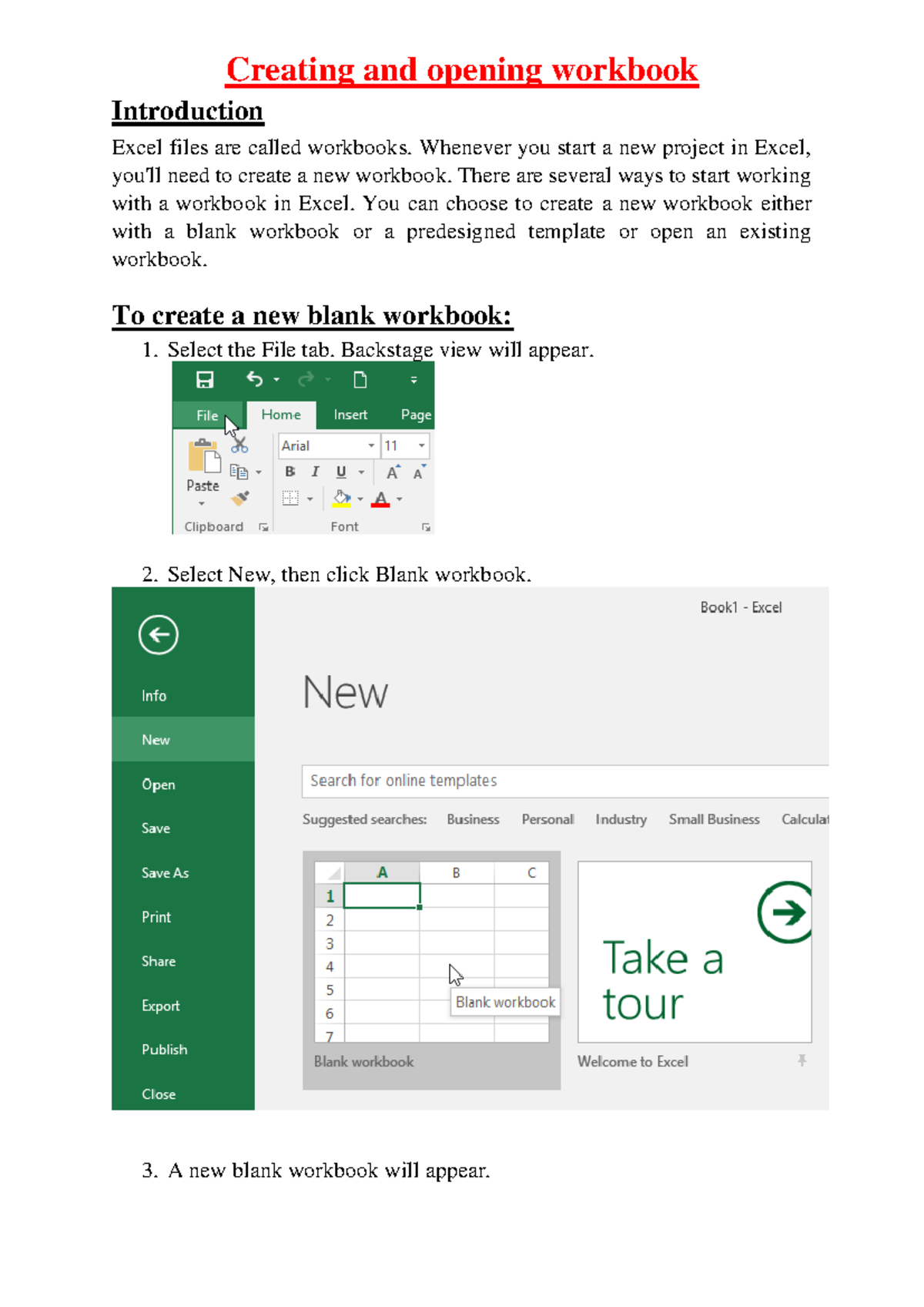 Chapter 1 of BMS - Creating and opening workbook Introduction Excel ...