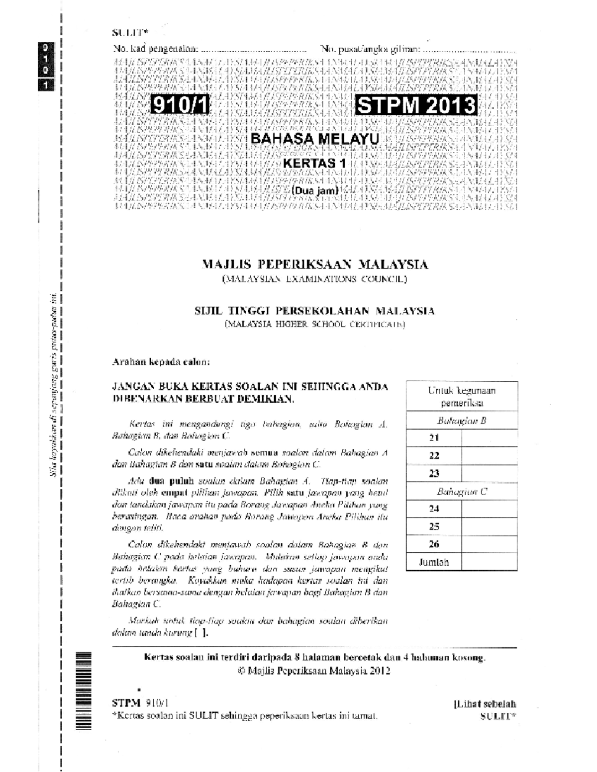 BM STPM Sebenar Penggal 1 (2013 ) - bahasa melayu - Studocu