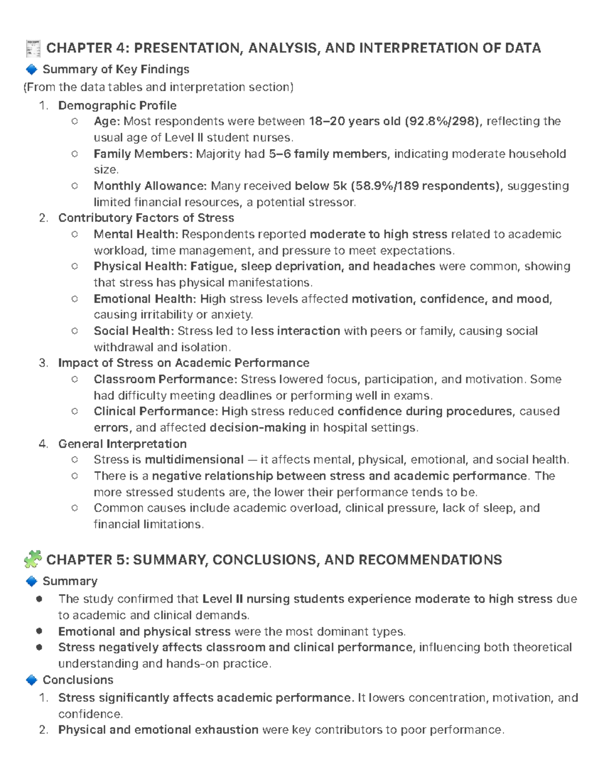 CHAPTER 4: DATA PRESENTATION, ANALYSIS, AND INTERPRETATION OF STRESS IN ...
