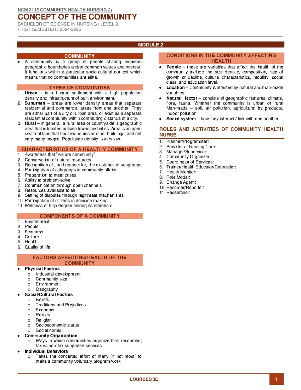 Module 2 - Community health nursing is a combination of nursing and ...