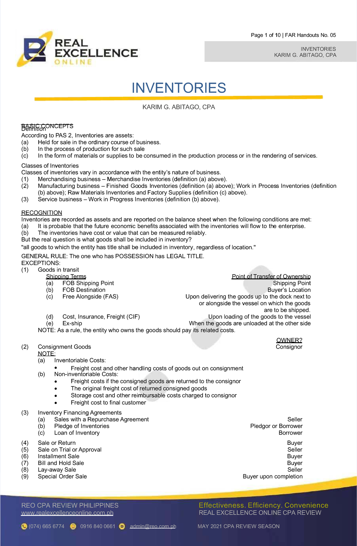 FAR 05: Comprehensive Guide to Inventories by Karim G. Abitago, CPA ...