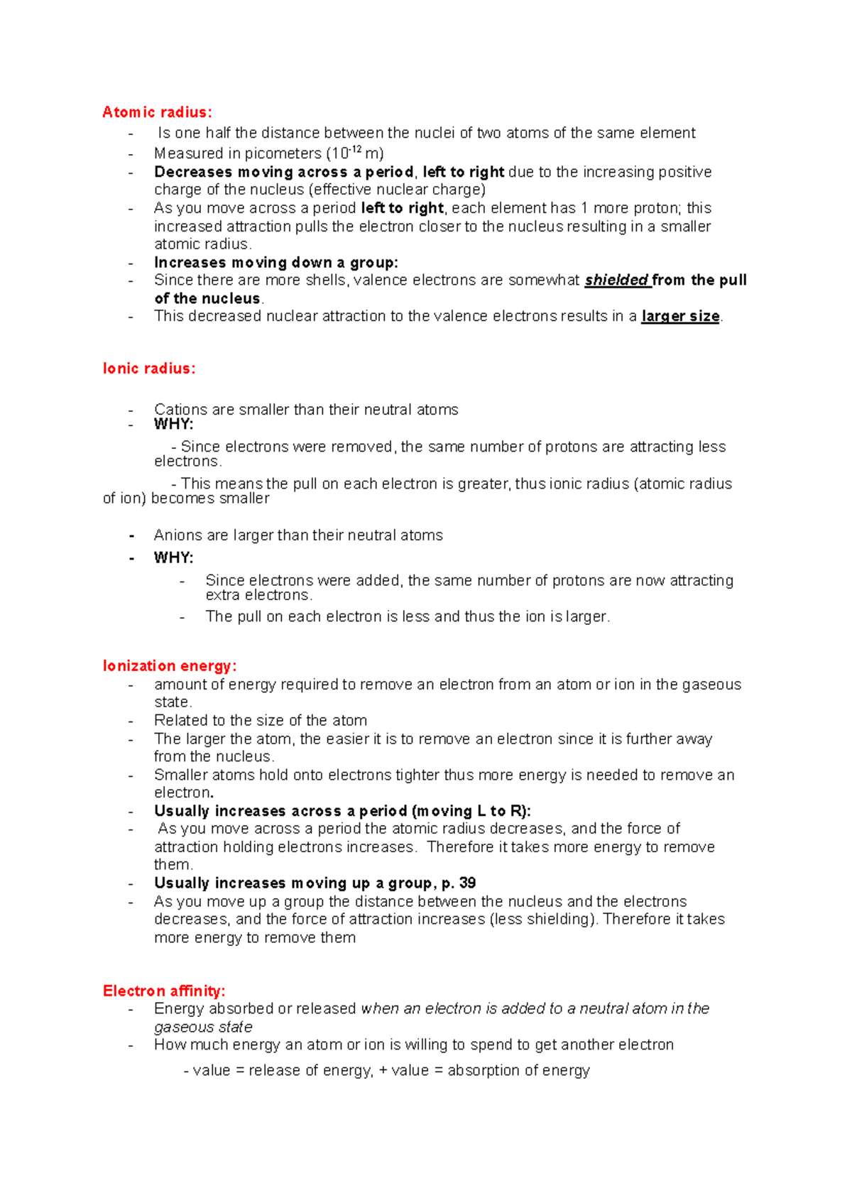 Chem 11: Atomic Radius, Ionic Radius, Ionization Energy & Electron ...