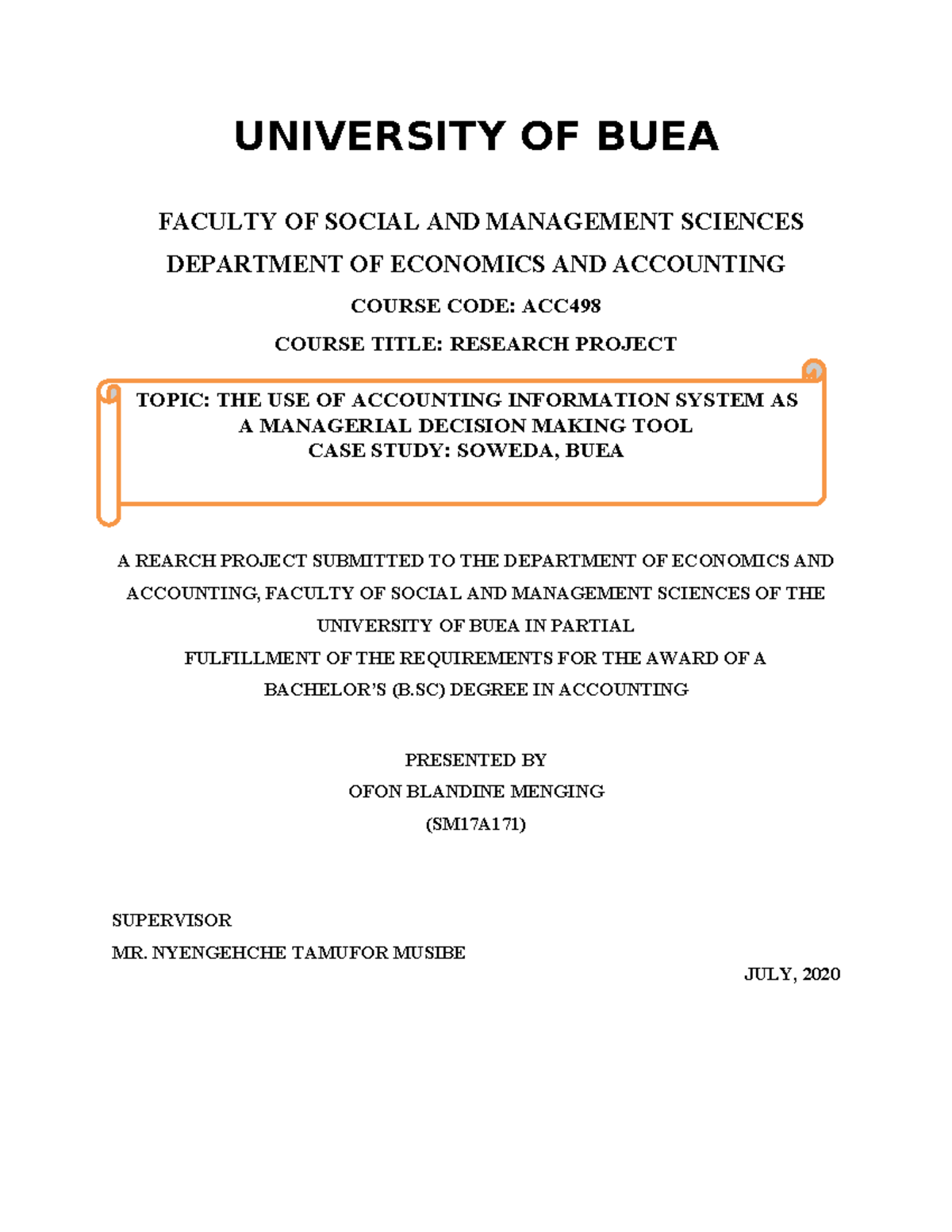 ACC311 Research Project: Accounting Info Systems & Decision Making Tool ...