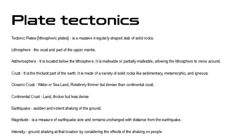 Plate Tectonics Overview: Science Reviewer 2 (Final Exam) - Studocu