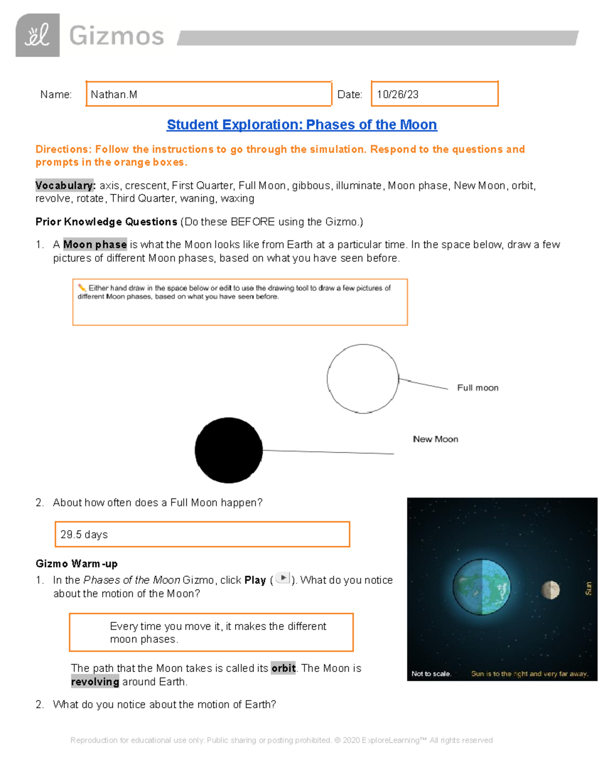 Phases of the Moon: Student Exploration Guide SE - Studocu