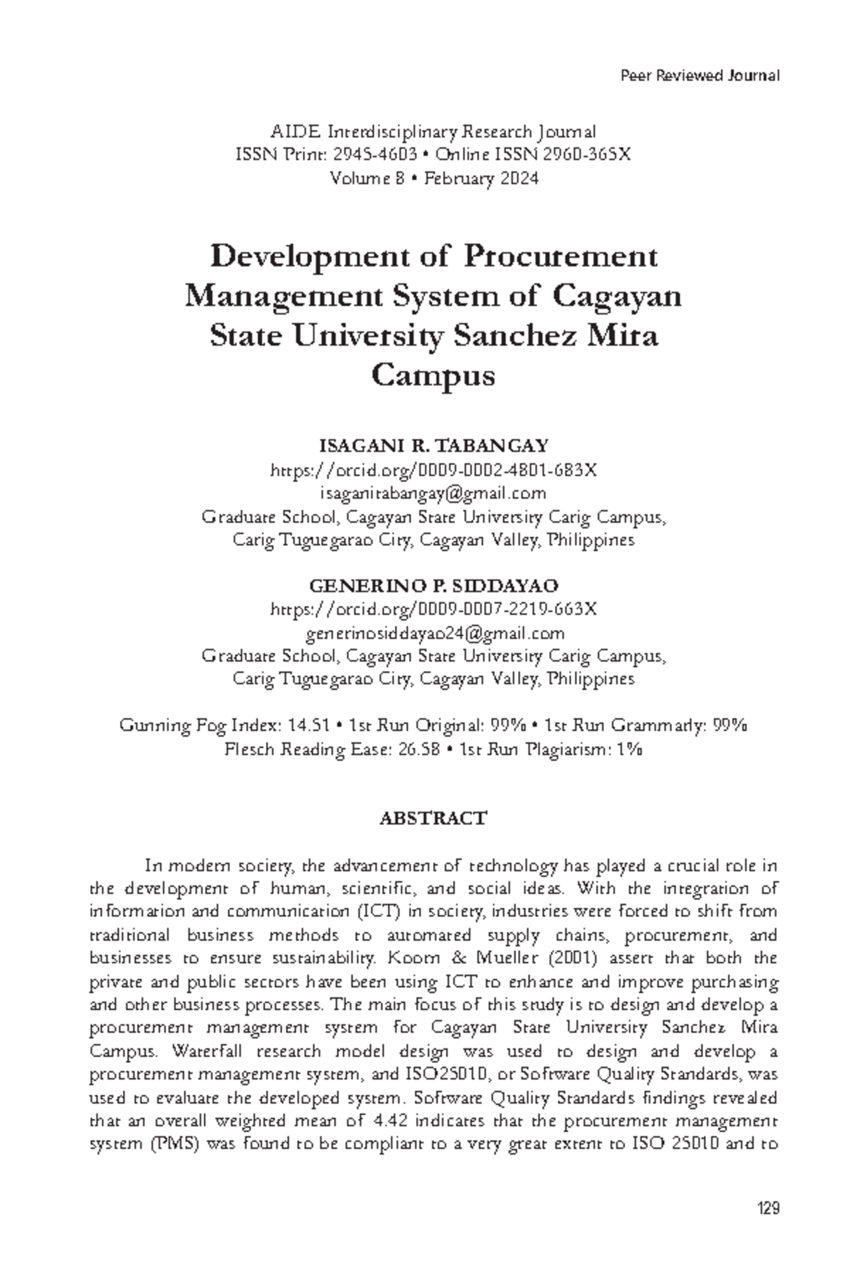 Development of a Procurement Management System at Cagayan State University - Studocu