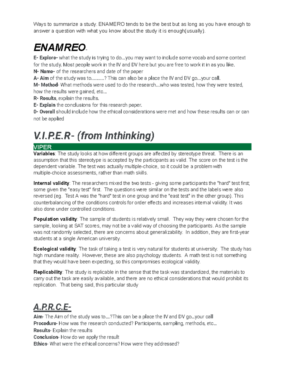 Summarizing Research: Key Methods and Ethical Considerations - Studocu
