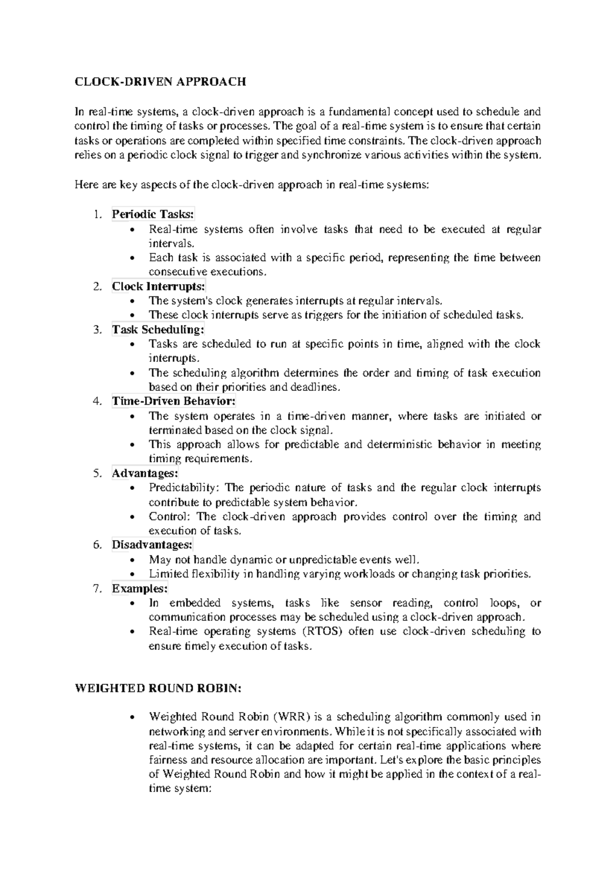 RTS Compiled Notes UNIT 2 - CLOCK-DRIVEN APPROACH In real-time systems ...