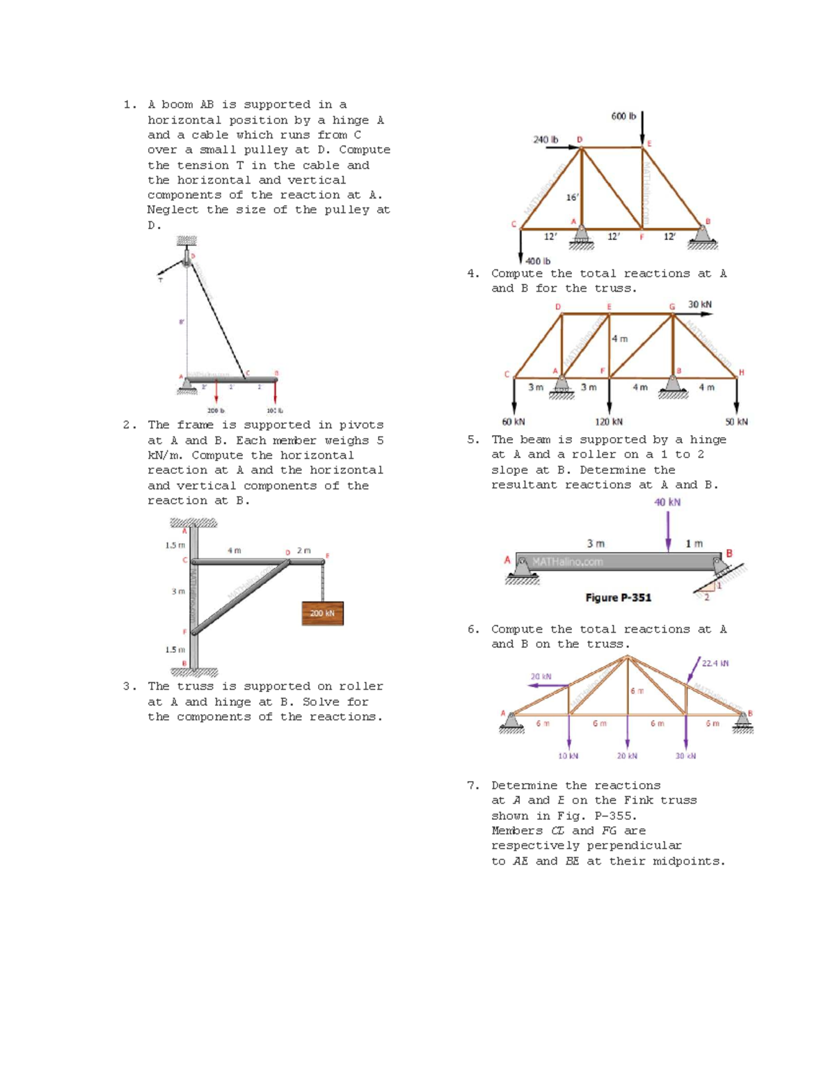 Lesson 8: Reactions and Tensions in Trusses and Beams - Studocu