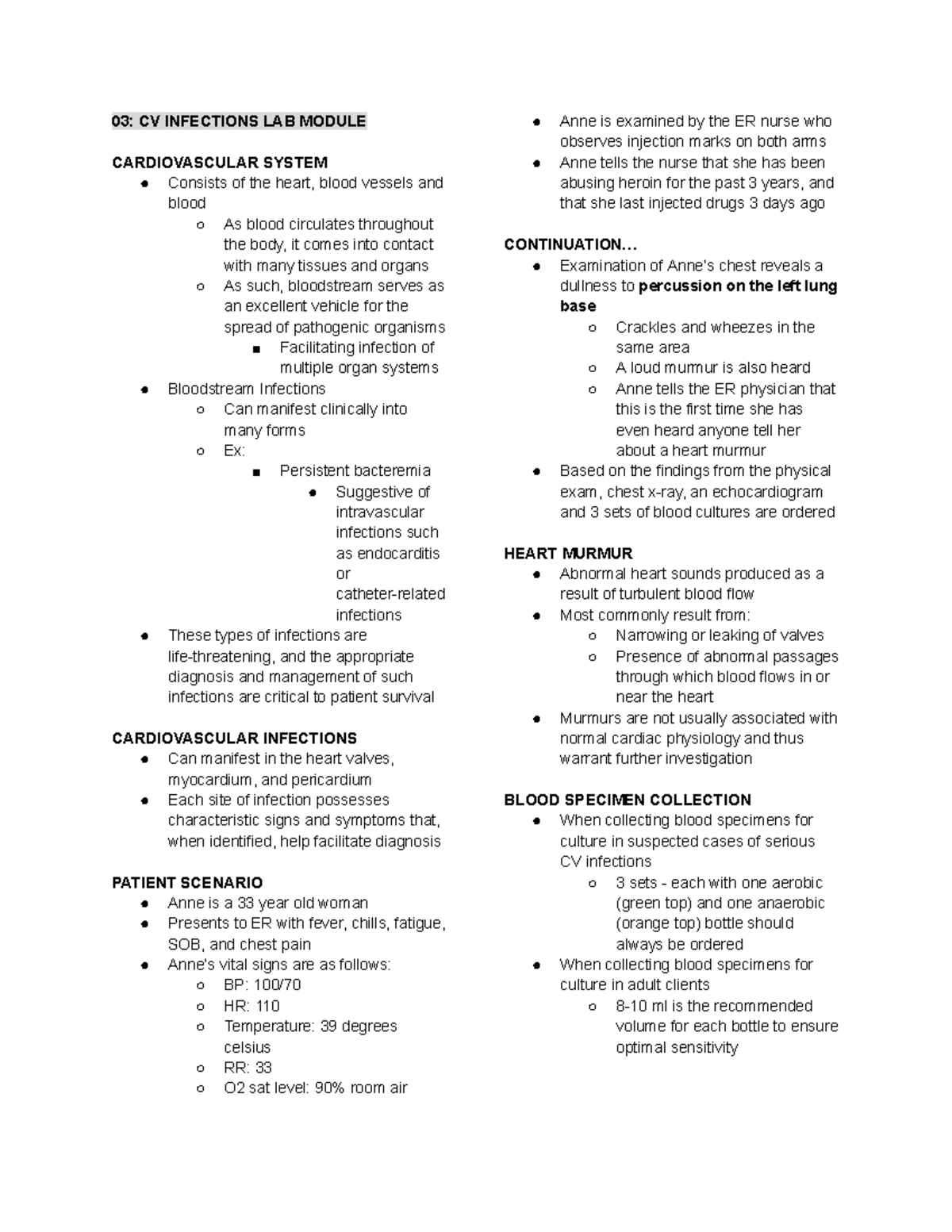 03 CV Infections Lab Module - 03: CV INFECTIONS LAB MODULE ...