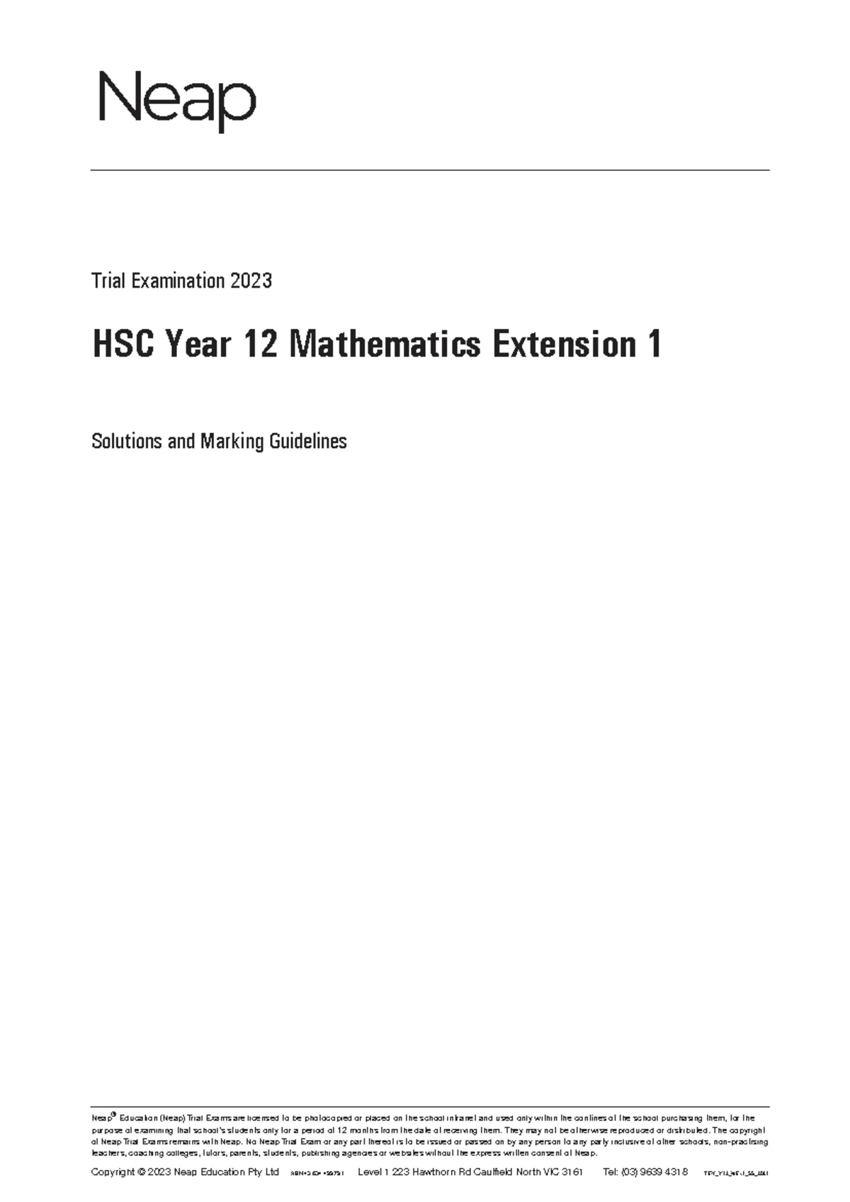 HSC_MAdv12_SS_2023 Year 12 Mathematics Advanced Trial Exam Solutions ...