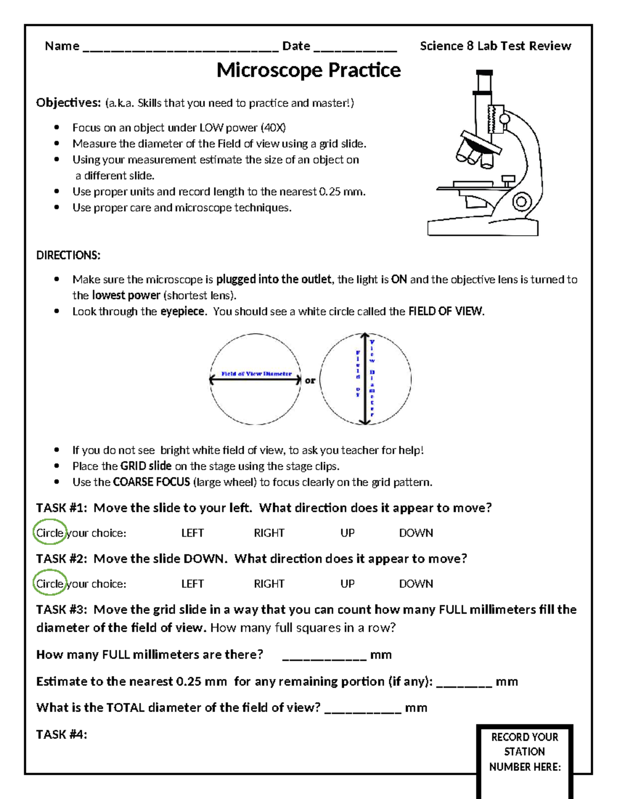 Microscope Practice-1 - Name ____________________________ Date ...