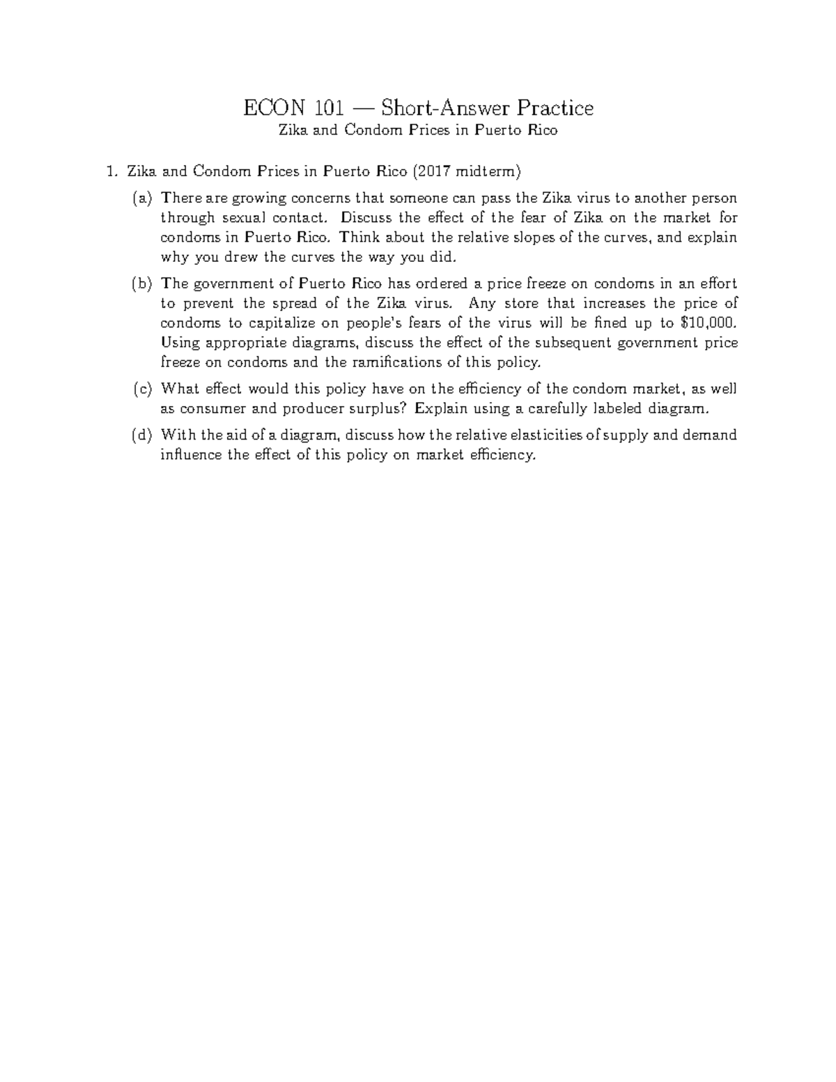 ECON 101 Midterm Practice: Zika & Condom Prices in Puerto Rico - Studocu