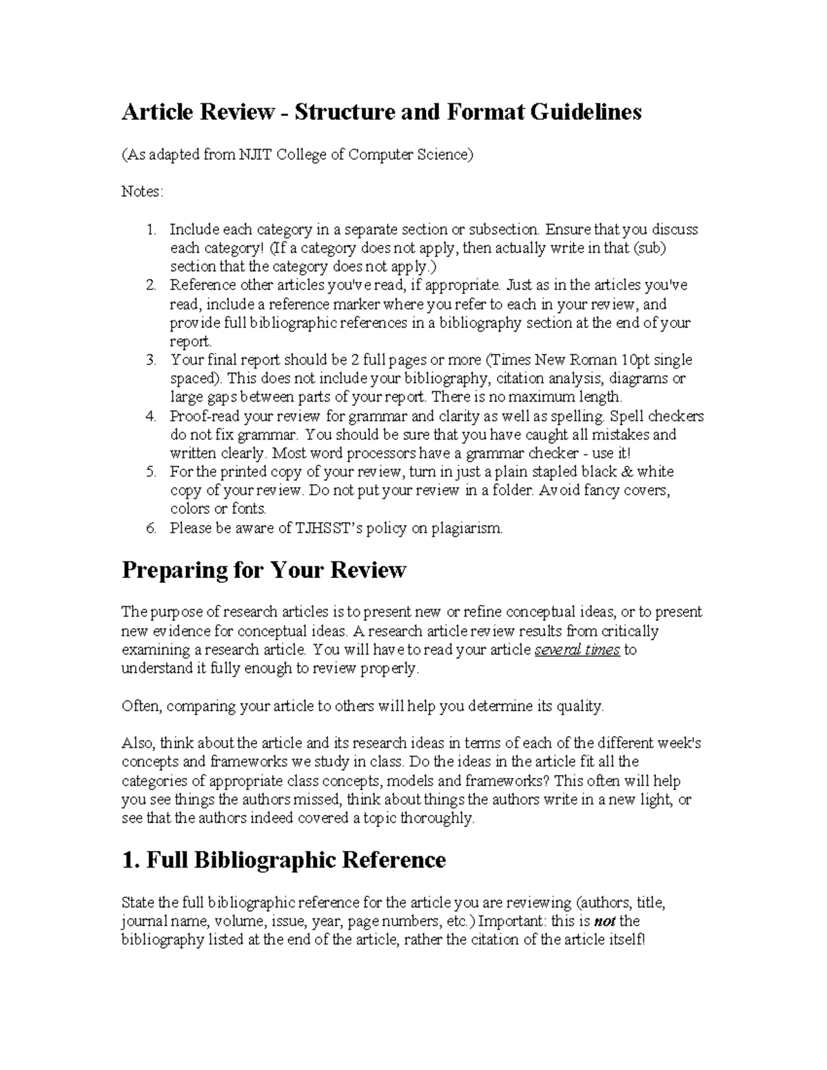 Article Review Format Guidelines for Effective Analysis - Studocu