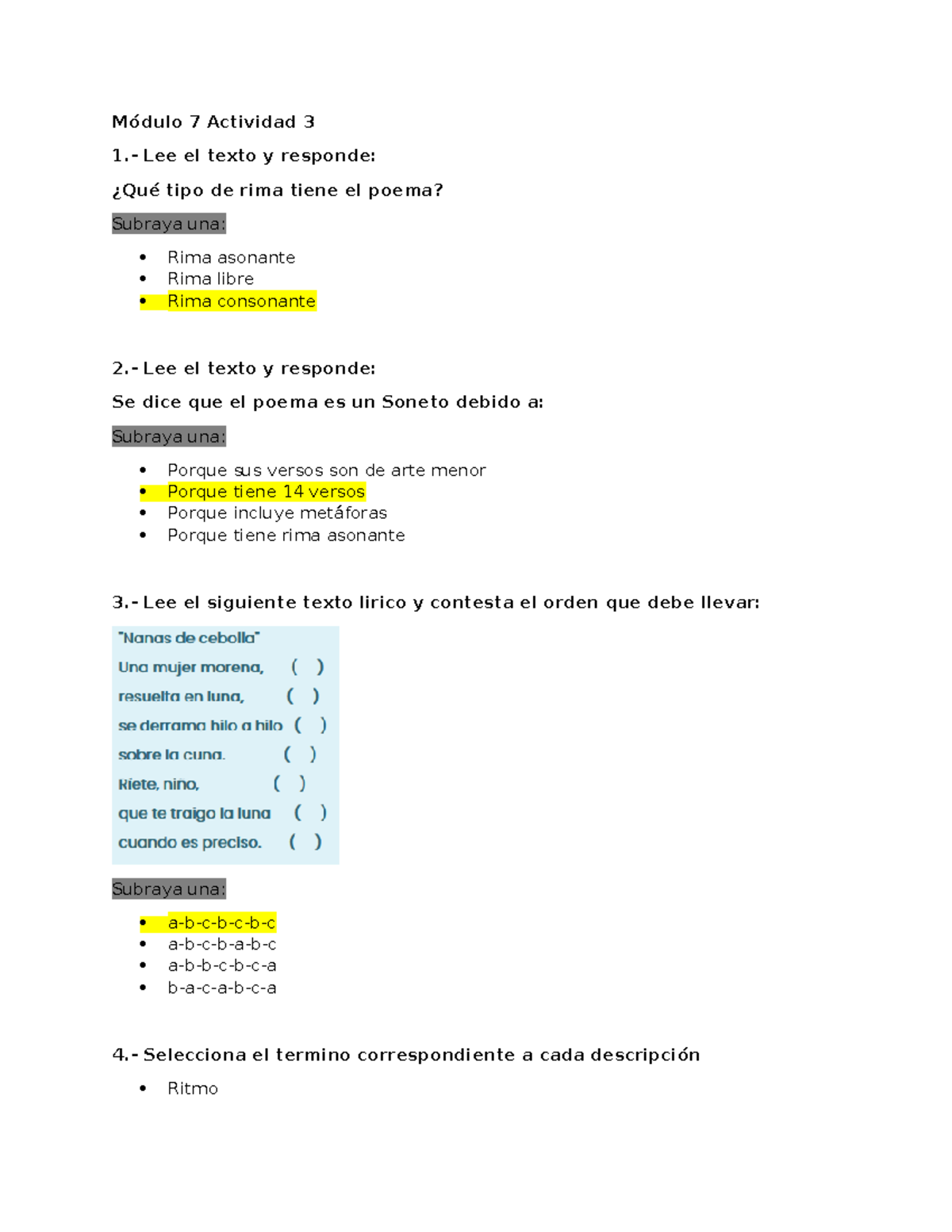 Módulo 7 Actividad 3 Examen - Módulo 7 Actividad 3 1.- Lee el texto y ...