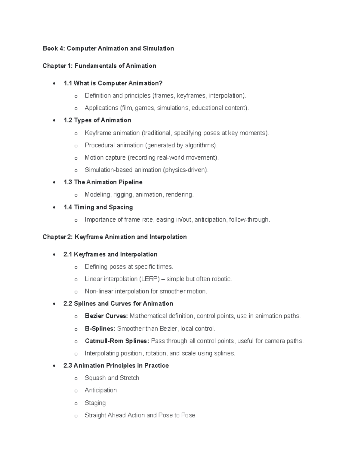 Book 4: Computer Animation & Simulation - Ch. 1-3 Overview - Studocu