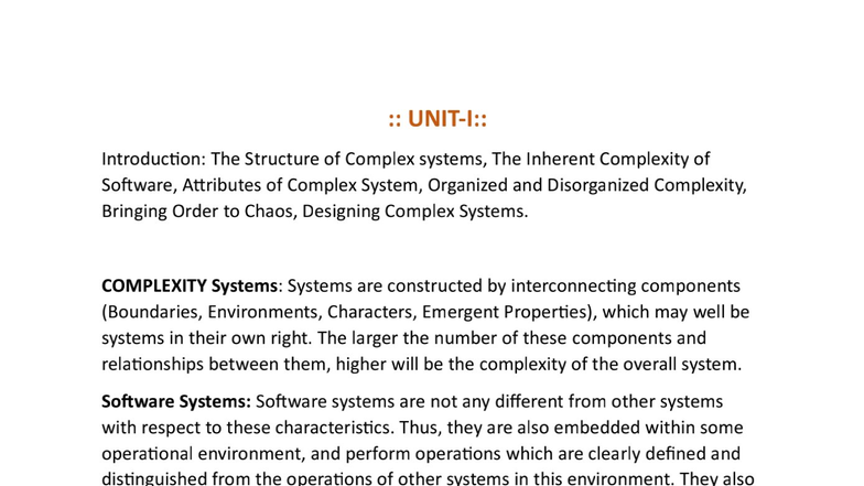 Complexity in Software Systems: An Overview (OOAD Unit 1) - Studocu
