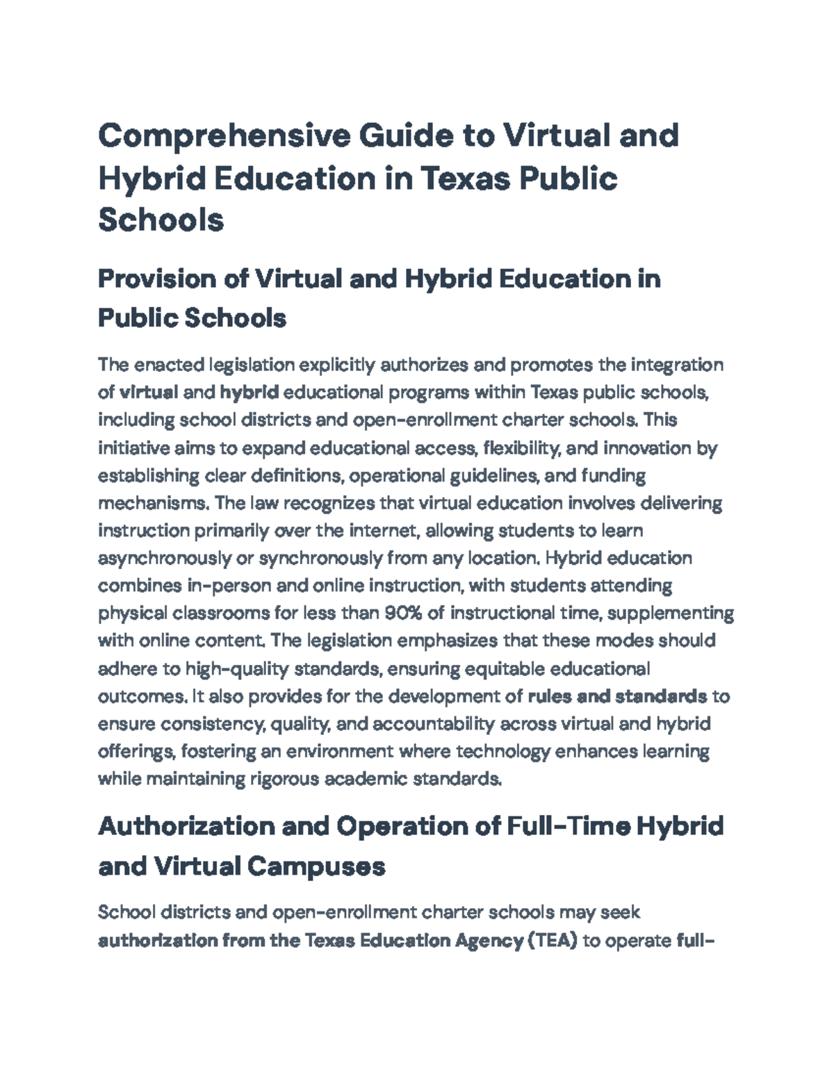 Comprehensive Overview of Virtual & Hybrid Education in Texas Public ...