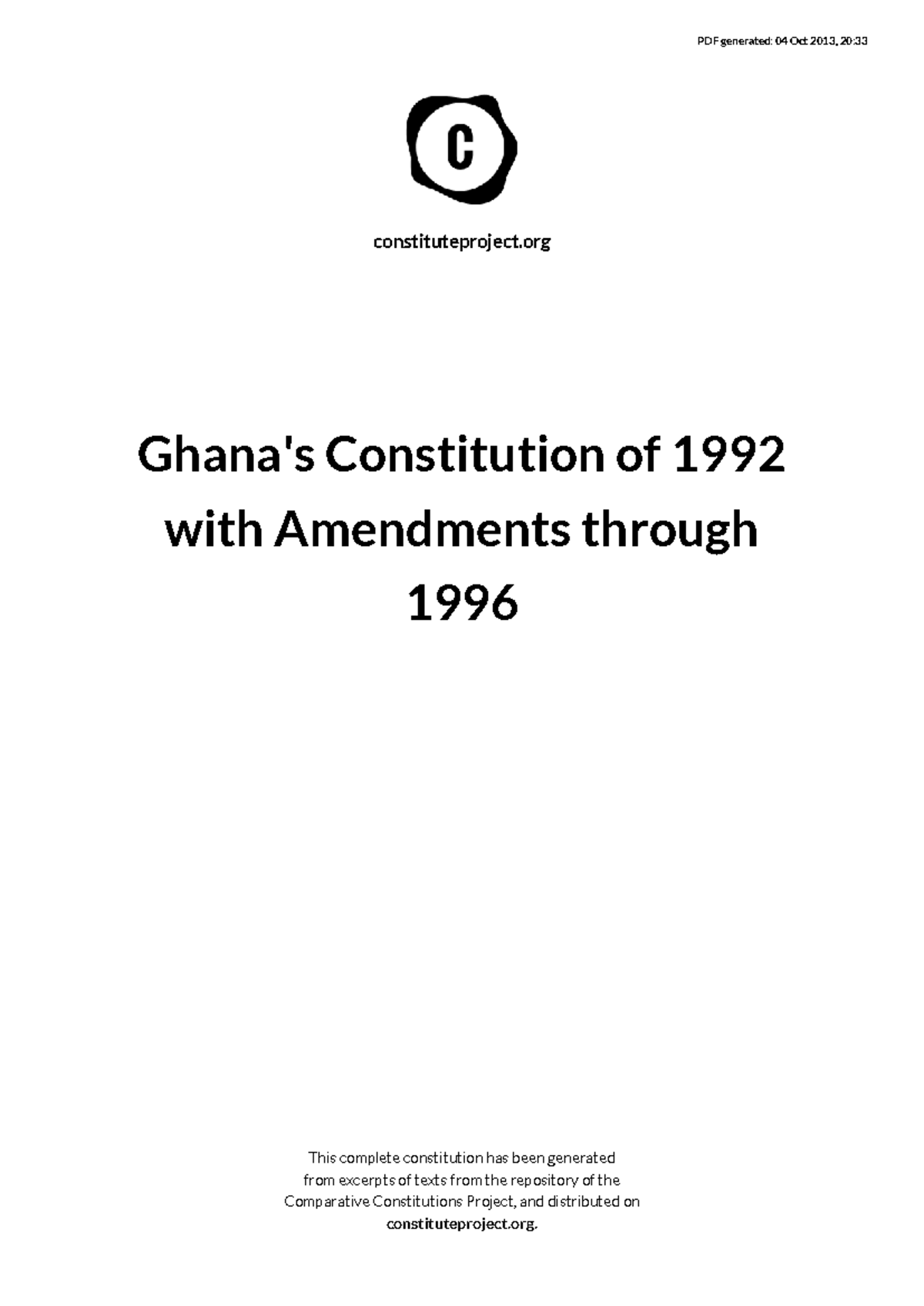 Ghana's 1992 Constitution with 1996 Amendments: Full Text Analysis ...