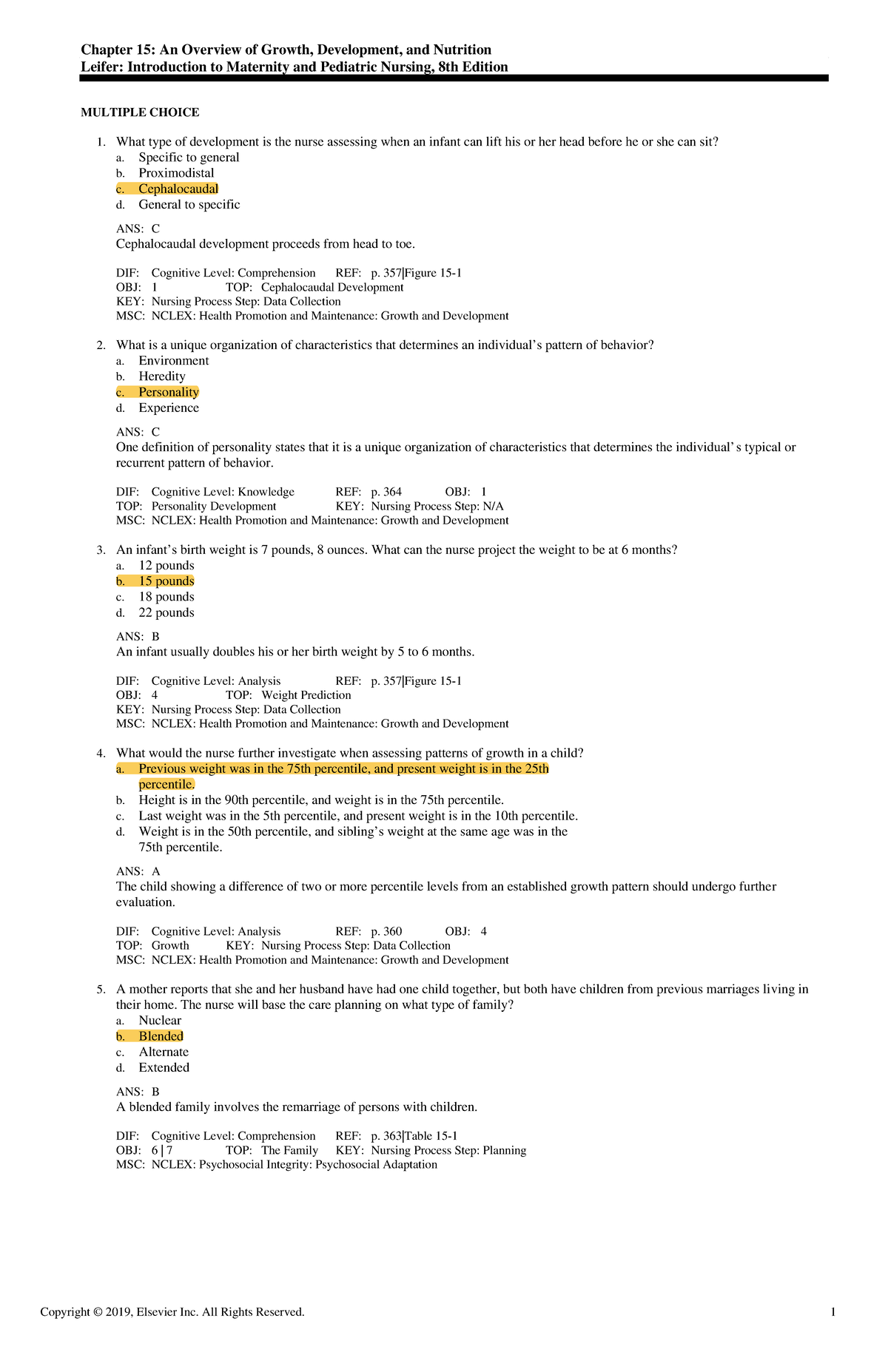 Exam View - Chapter 15: Growth, Development, and Nutrition Insights ...