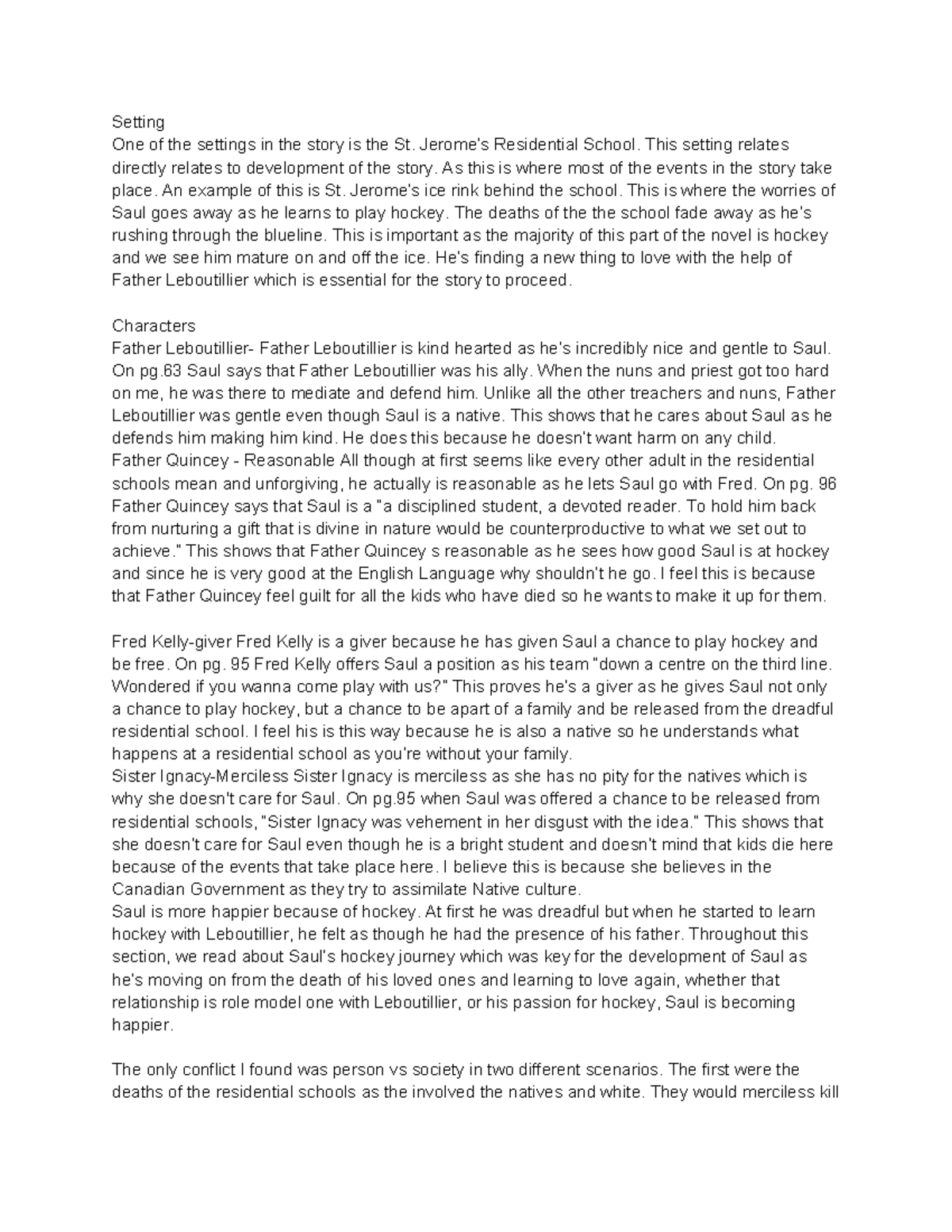 Indian Horse Study Questions Part 2: Setting & Characters Analysis ...