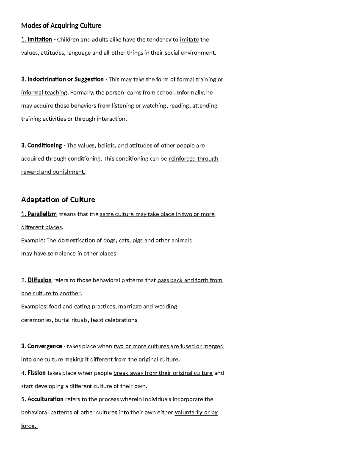 UCSP: Modes, Adaptation, & Causes of Cultural Change Analysis - Studocu