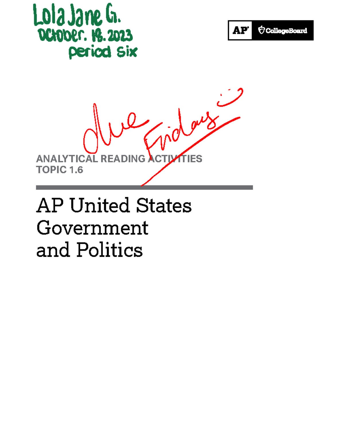 Analytical Reading Guide: Federalist 51 - AP Gov & Pol - Studocu