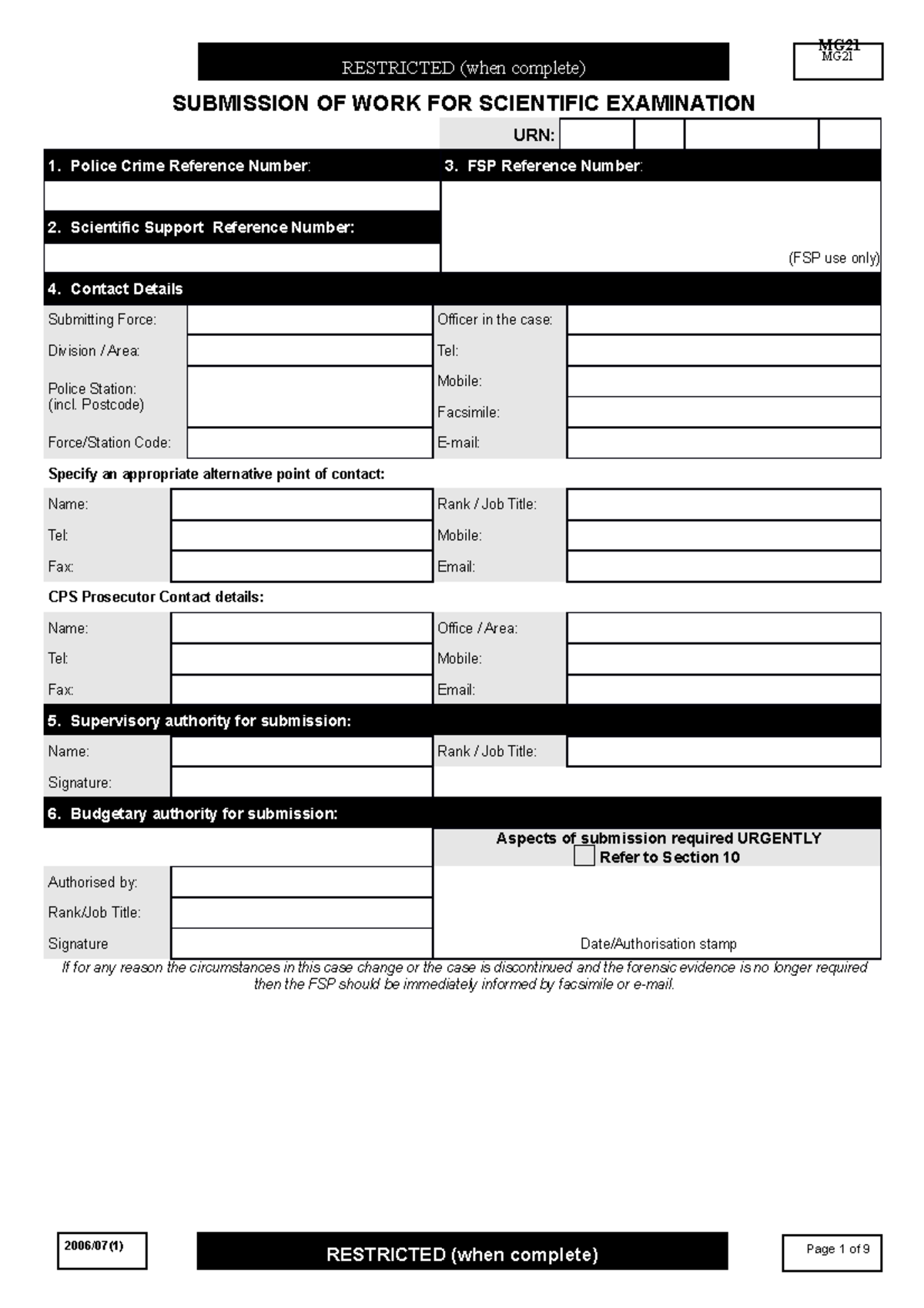 MG21 Submission Template for Forensic Examination Forms - Studocu
