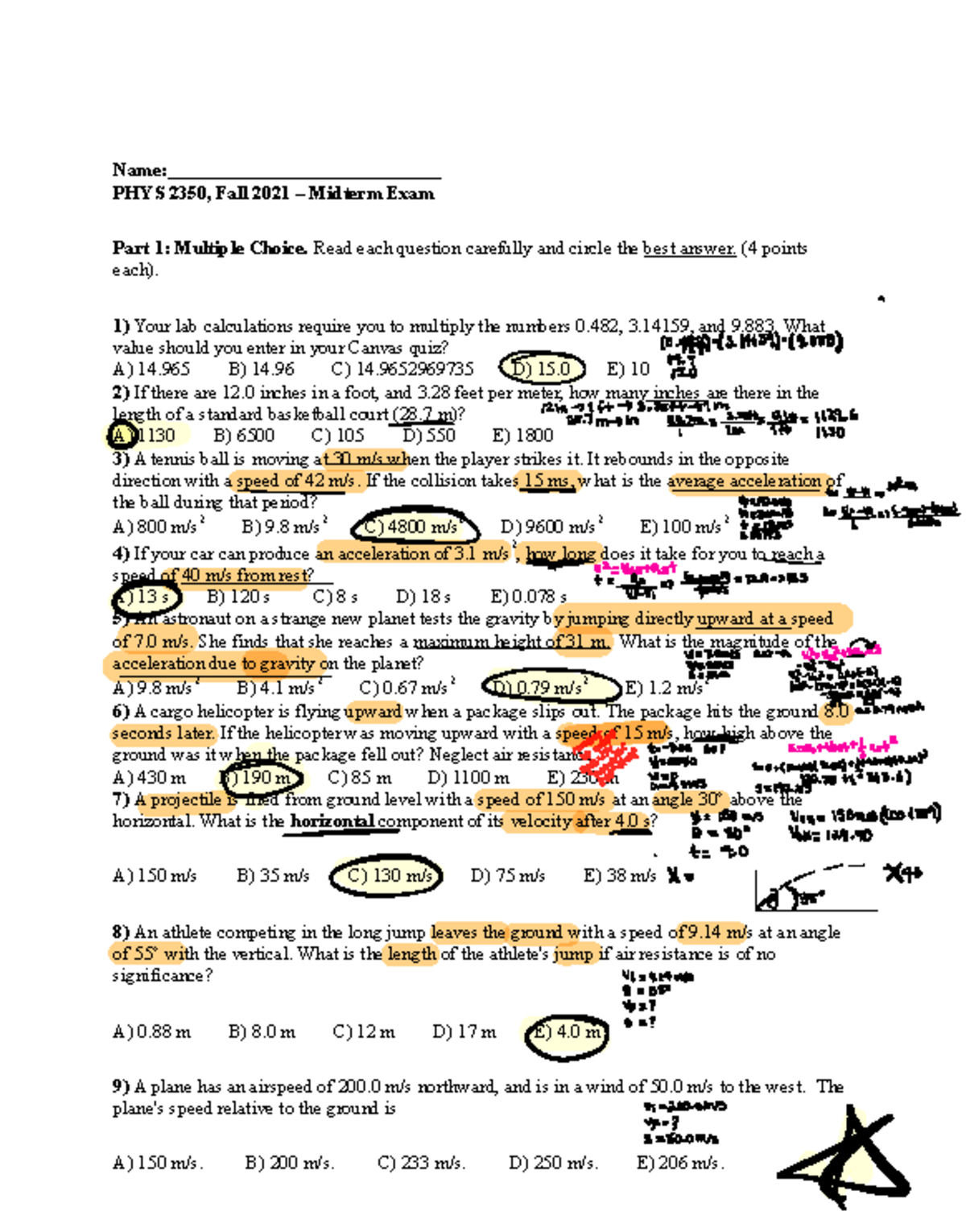 Physics I Midterm - Name:_____________________________ PHYS 23 5 0 ...