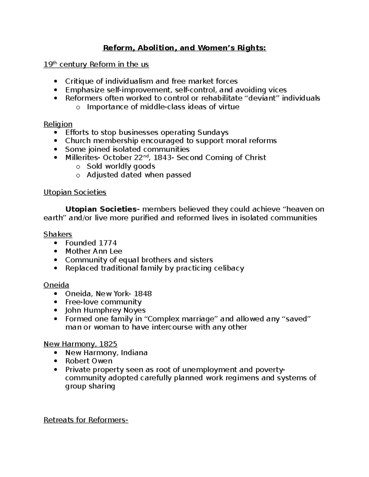 19th Century US Reform Movements: Women, Abolition, and Utopian ...