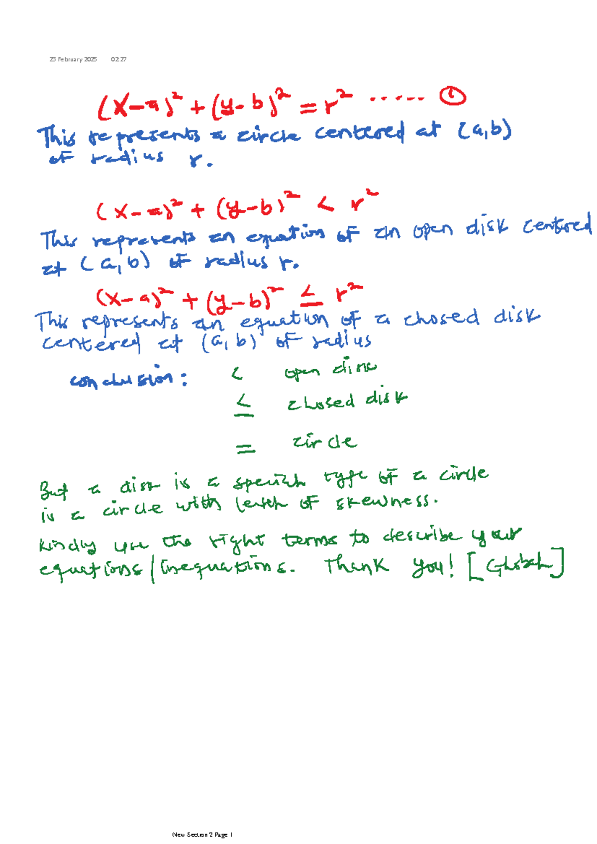 Right Descriptions for Complex Points in Geometry (Math 101) - Studocu