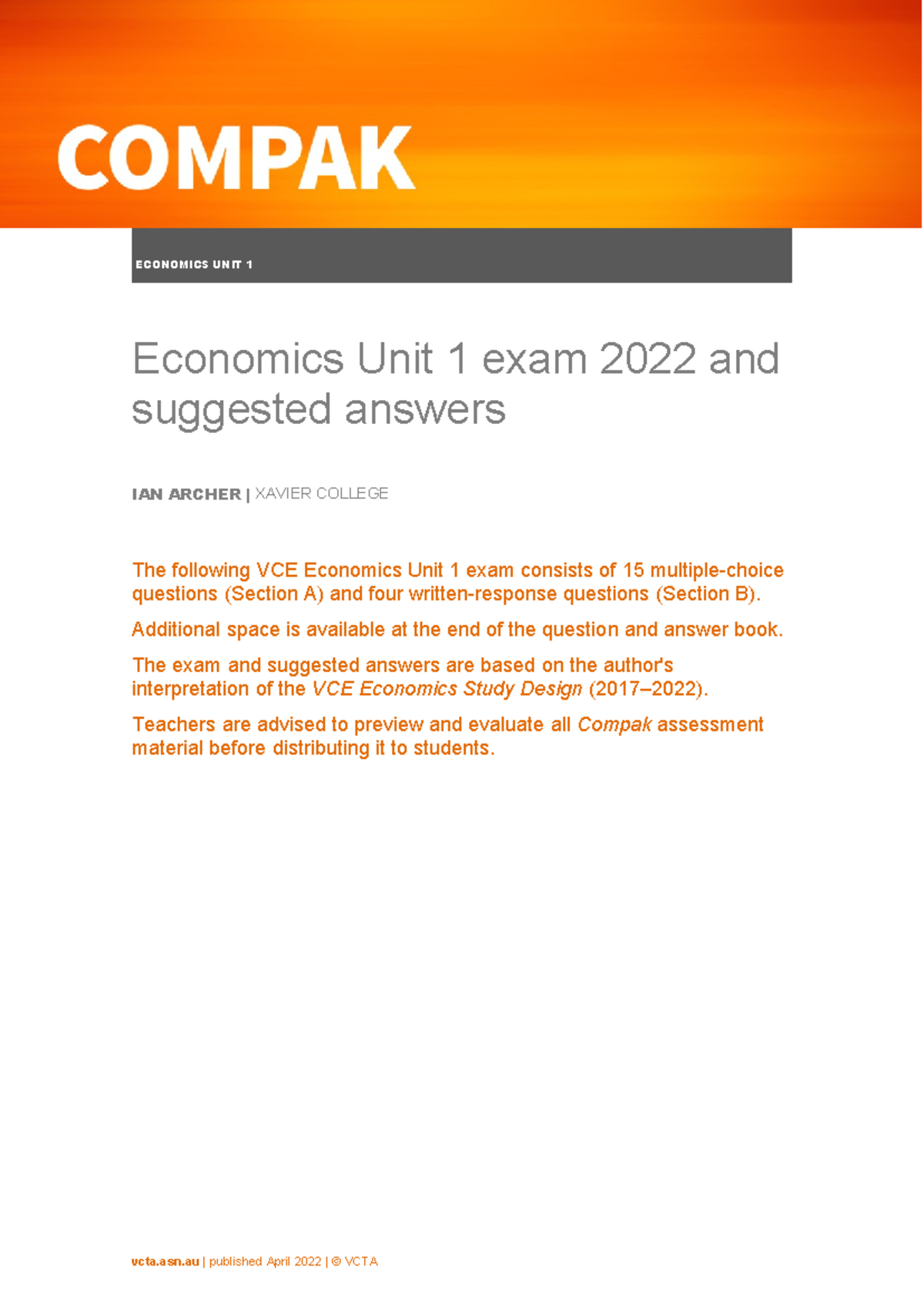 ECON101 Unit 1 Practice Exam Answers - 2022 Edition - Studocu