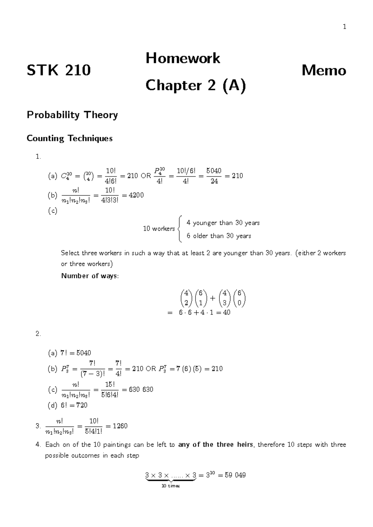 HW STK 210 Memo: Chapter 2 Probability Theory Techniques - Studocu