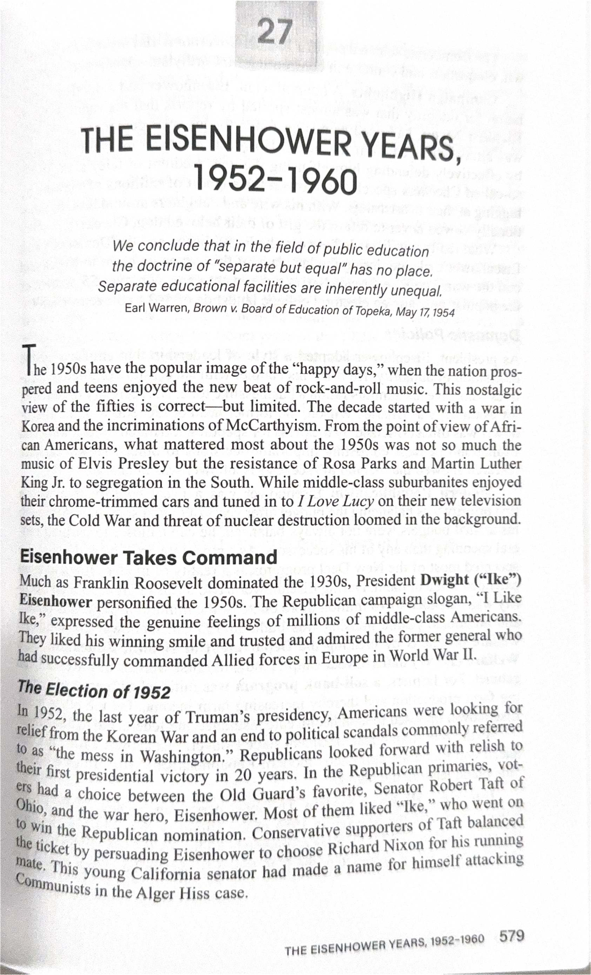 Amsco AP US History Chapter 27: The Eisenhower Years - Studocu