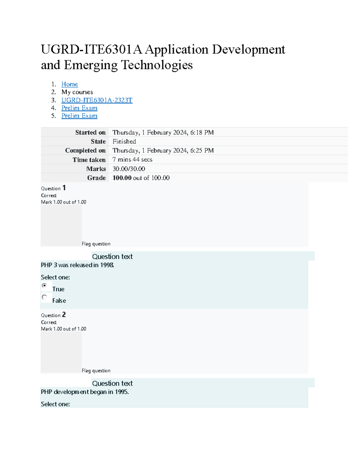App dev and emerging tech prelim exam - UGRD-ITE6301A Application ...