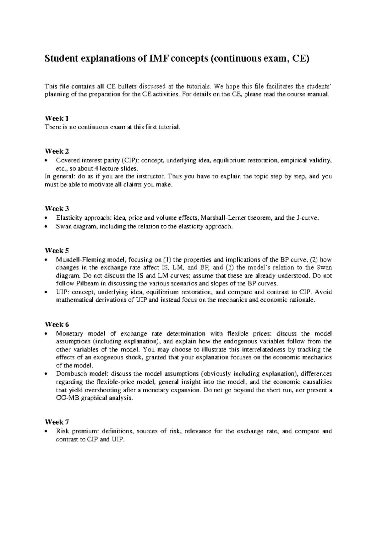 IMF Concepts CE Study Guide: Continuous Exam Bullets - Studeersnel