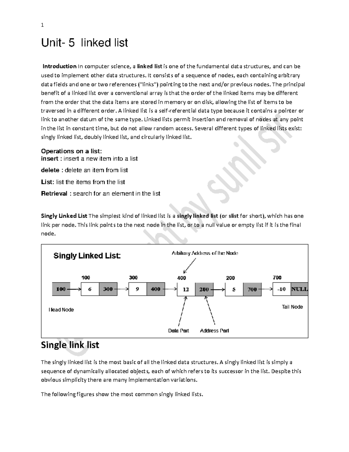 Unit 5: Introduction to Linked Lists and Their Operations - Studocu