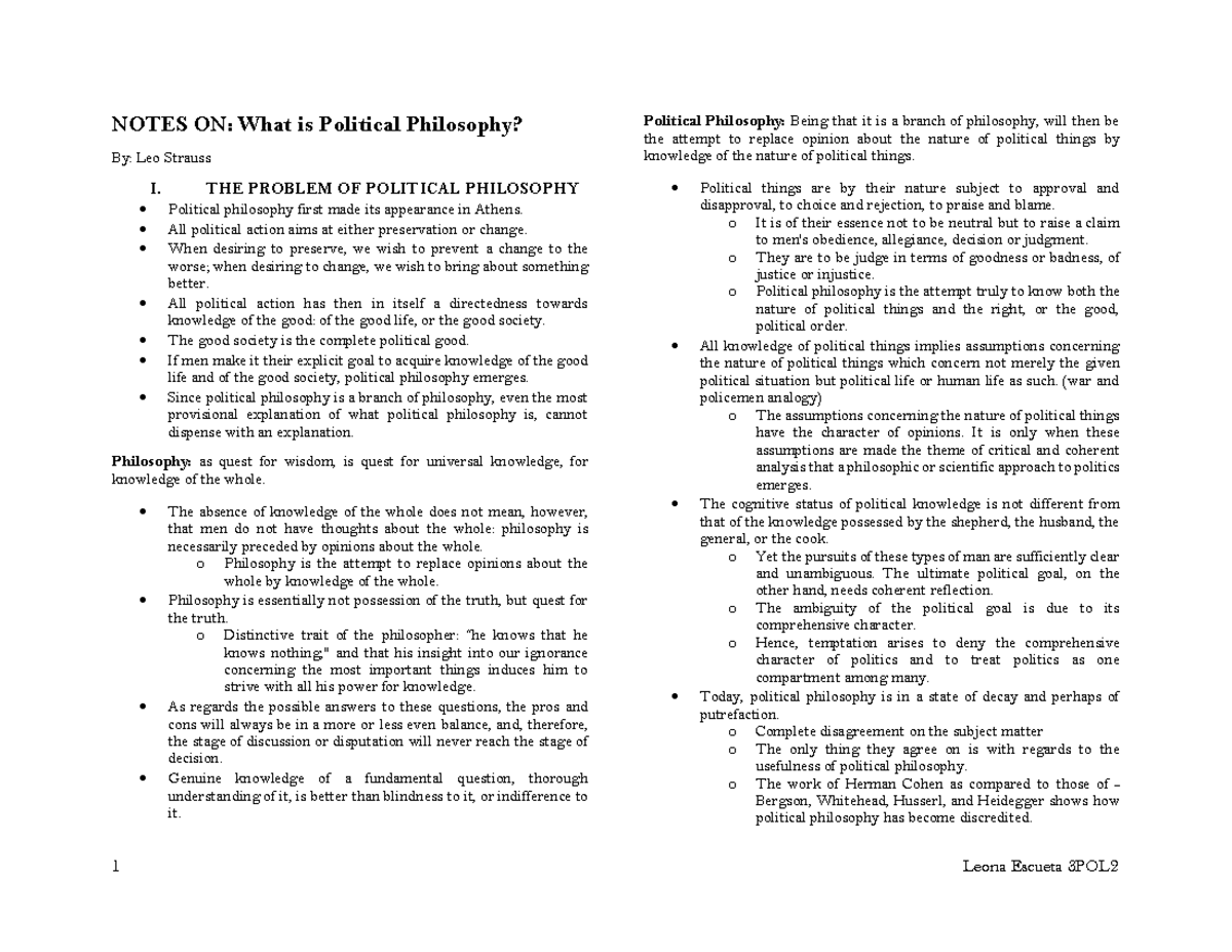 Political Philosophy Insights: Leo Strauss's Notes on Classical Thought ...