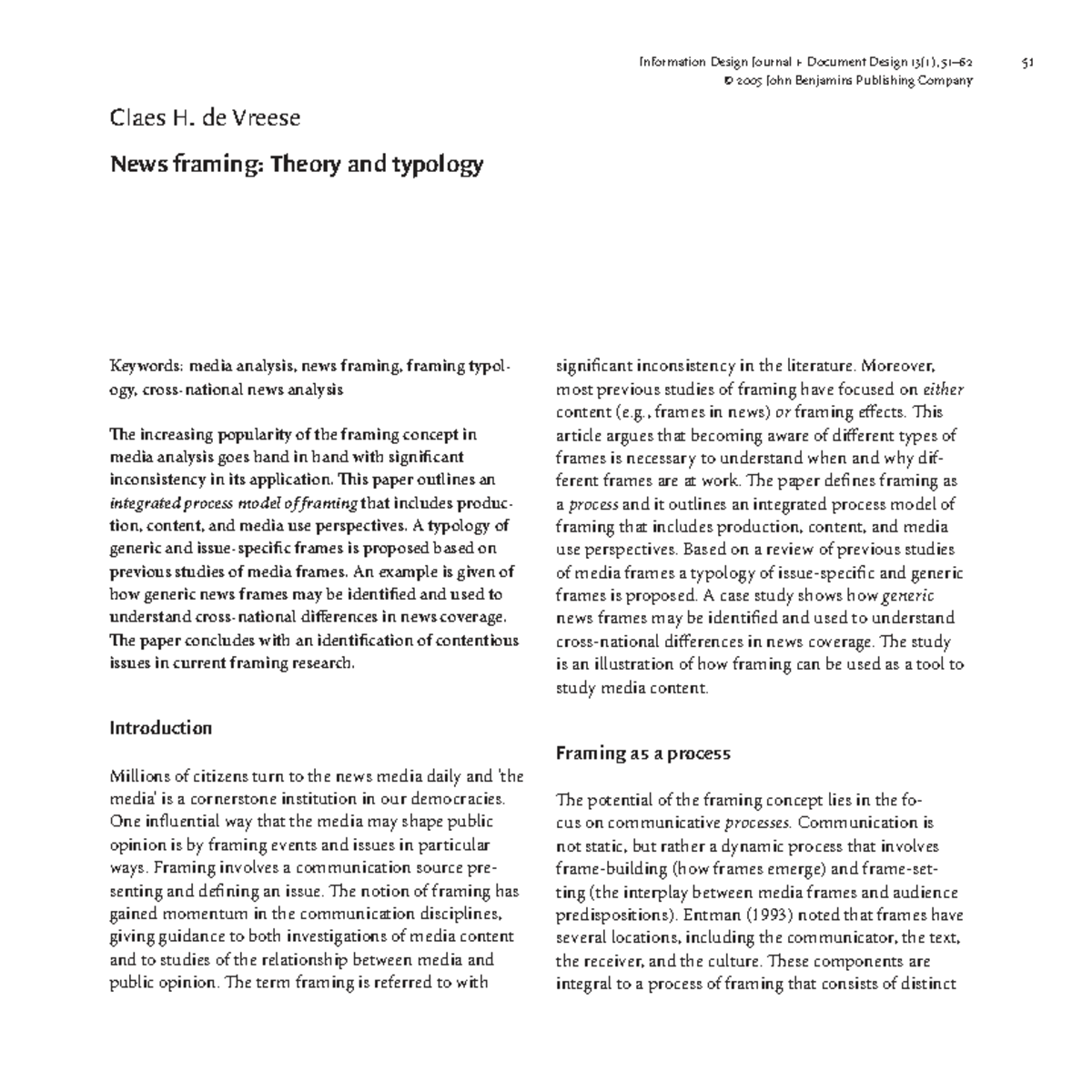 News Framing: Theory and Typology - Media Analysis Insights (INFO 12345 ...