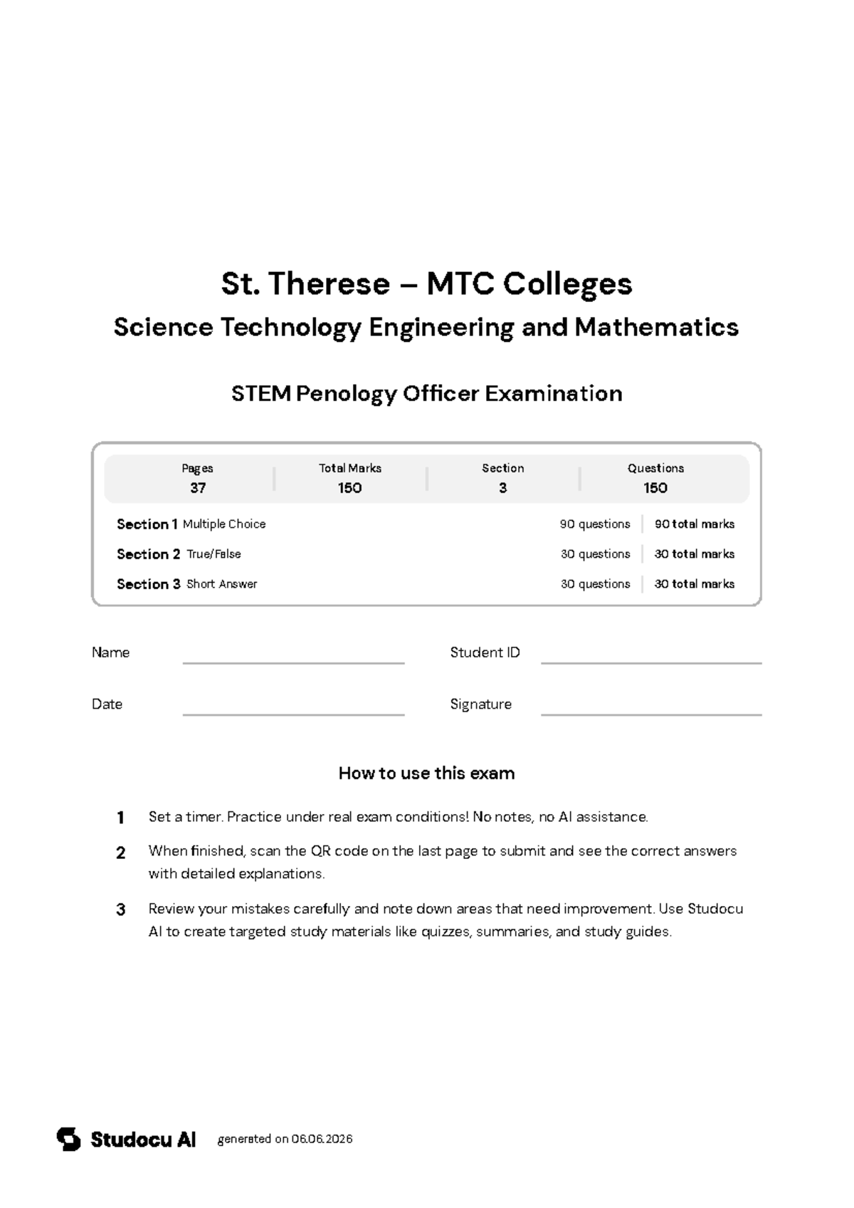 STEM Penology Officer Examination - Studocu