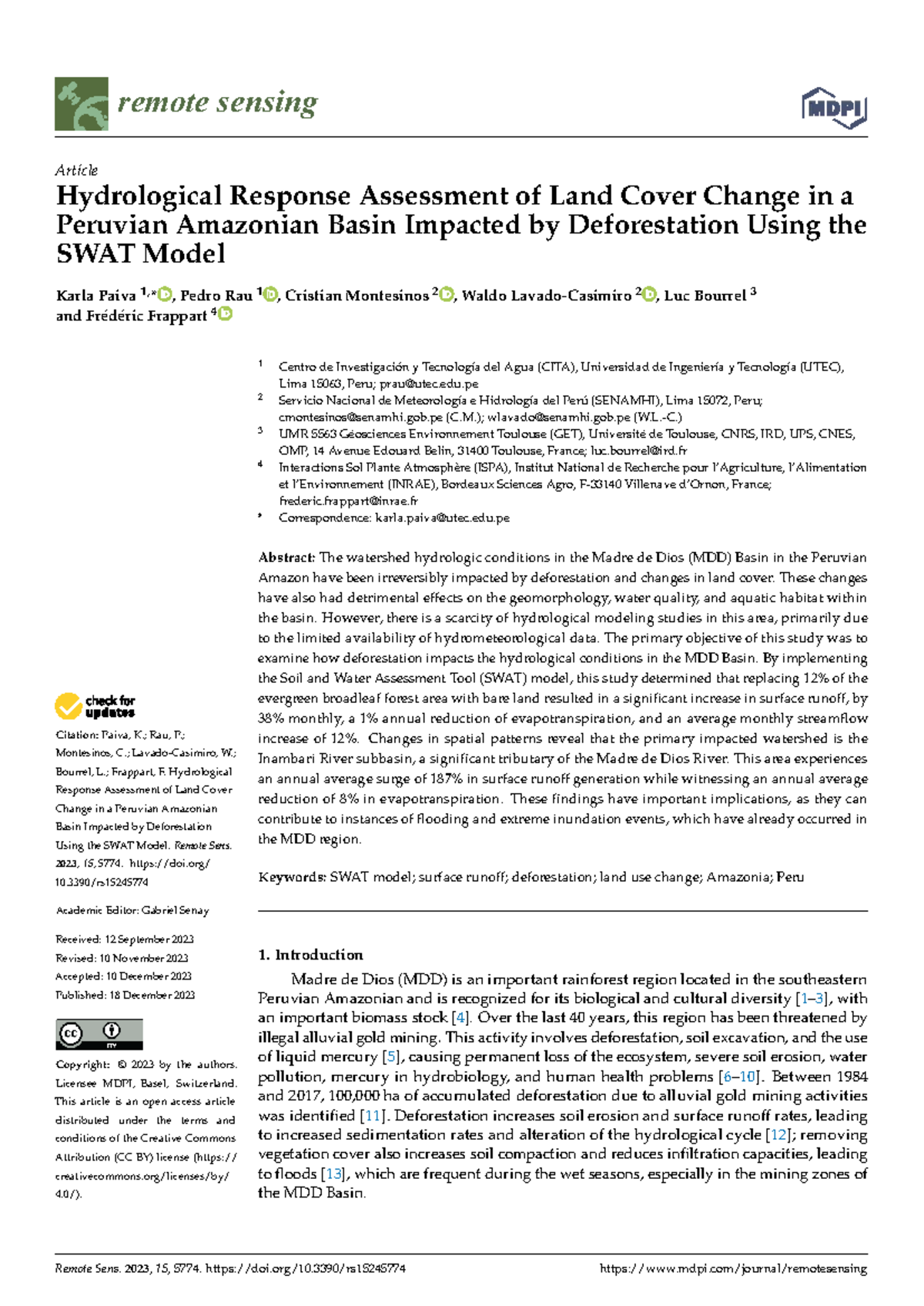 Hydrological Response Assessment of Deforestation in MDD Basin Using ...