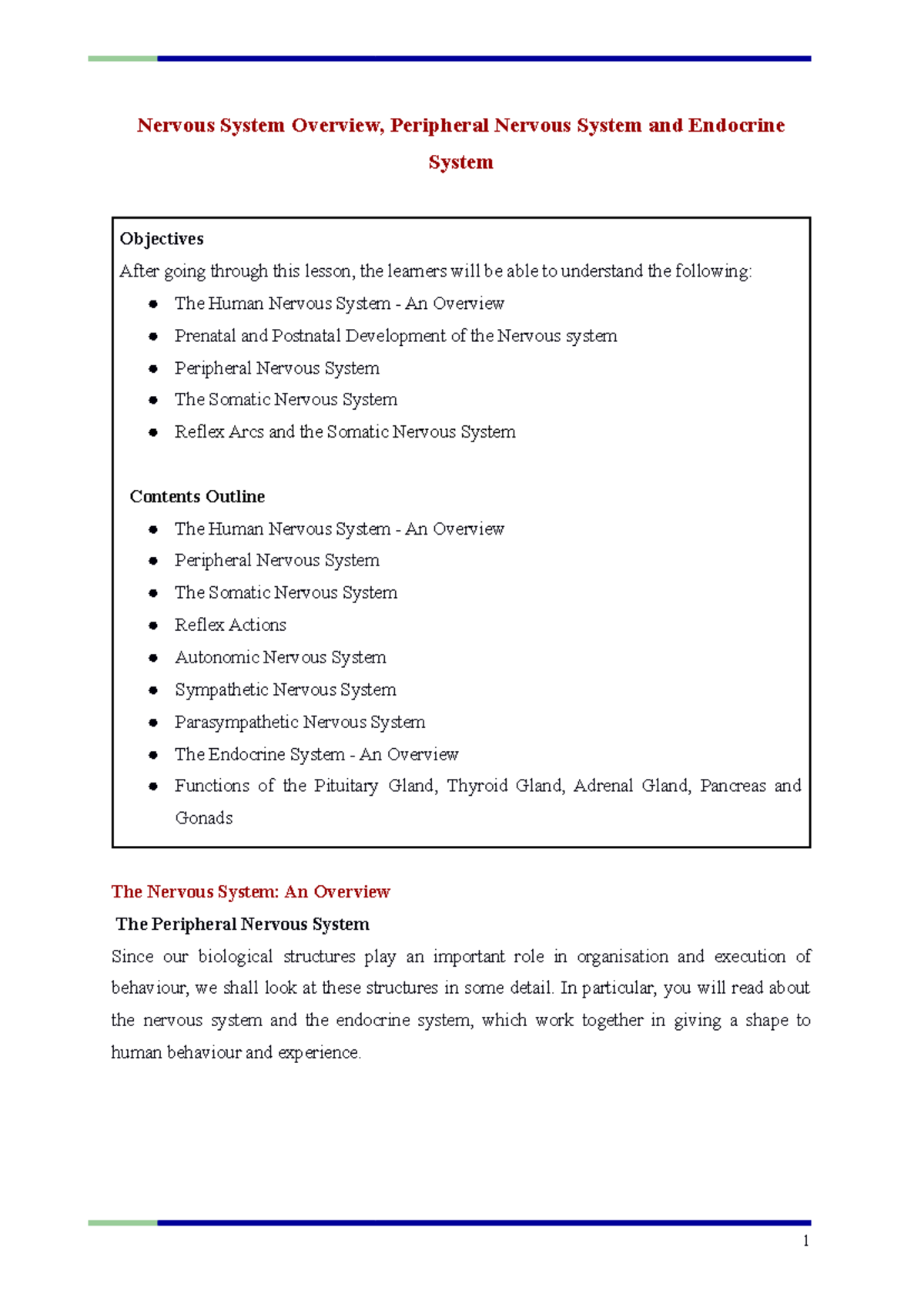 Psychology Notes: Nervous & Endocrine Systems Overview - Studocu