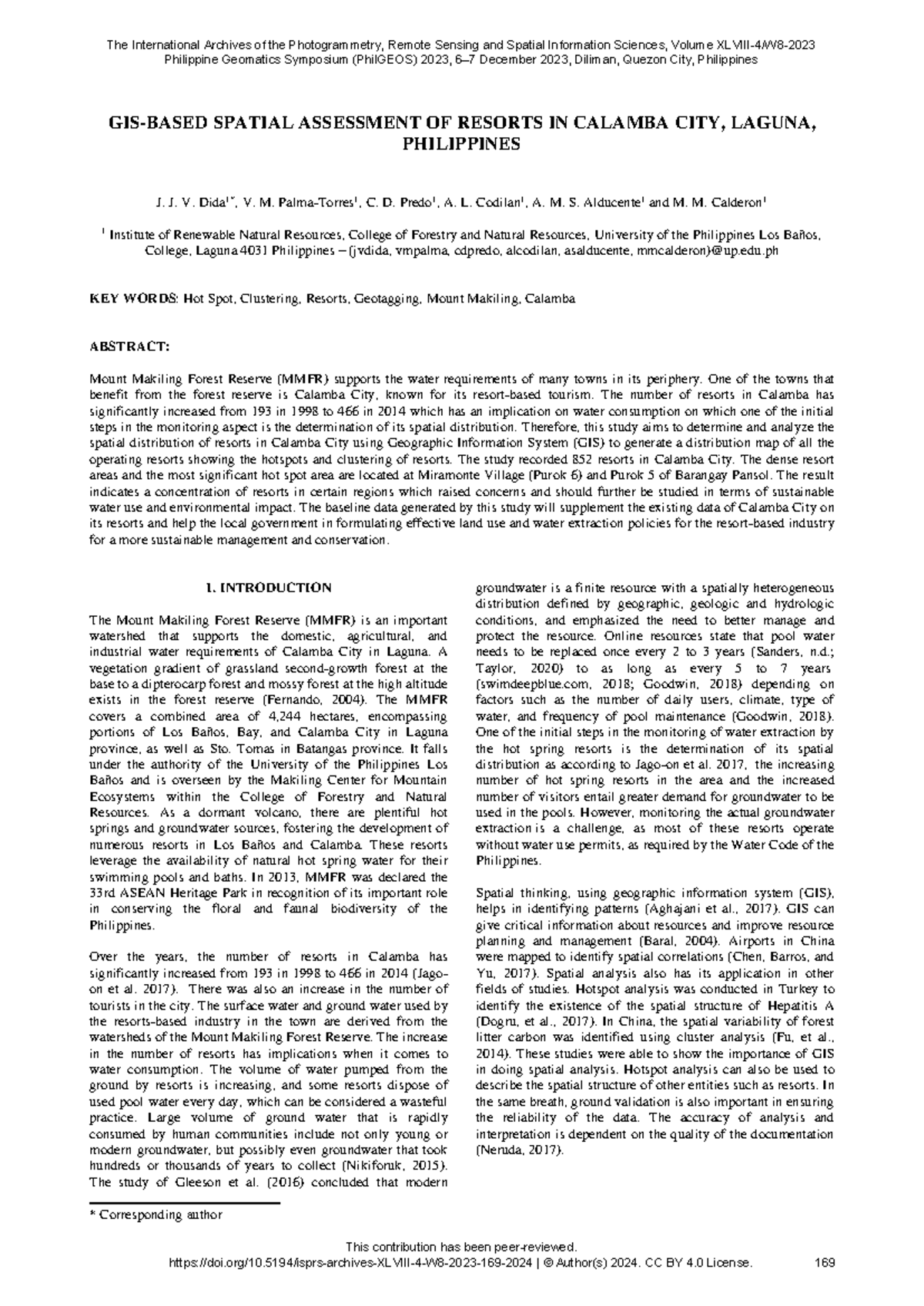 GIS-Based Spatial Assessment of Resorts in Calamba City, Philippines ...