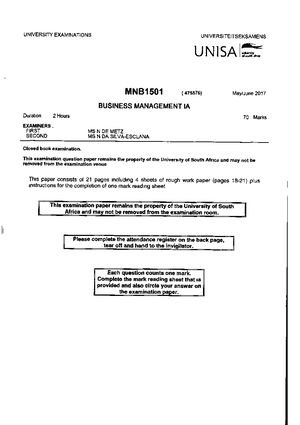 MNB 1501 Exams-2015-2021 - This document contains questions and answers ...