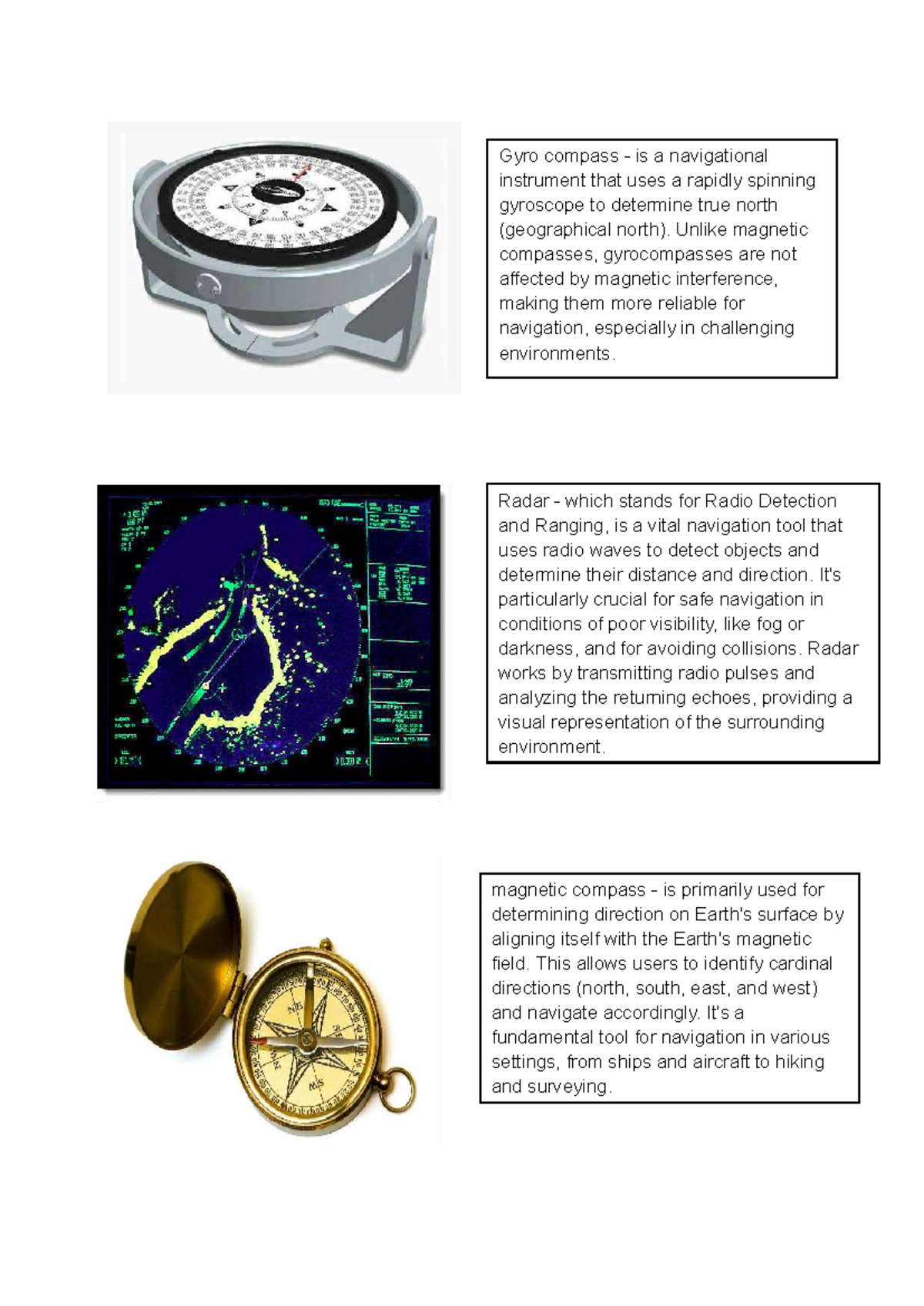 Navigational Instruments Overview: Gyro Compass, Radar, and More (KAPOY ...